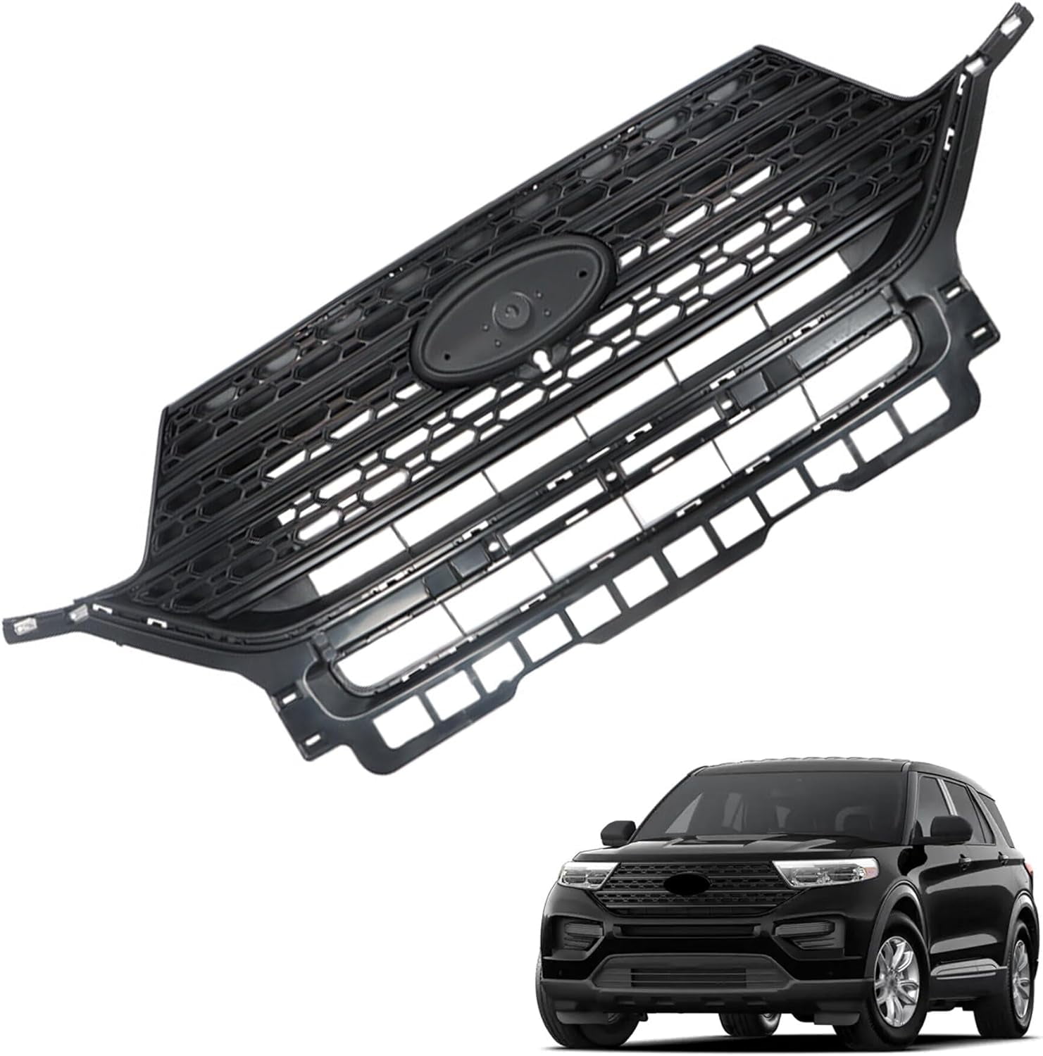 EPOTOOR Black Mesh Trim Grill Fit For 2020-2022 Ford Explorer Front ...