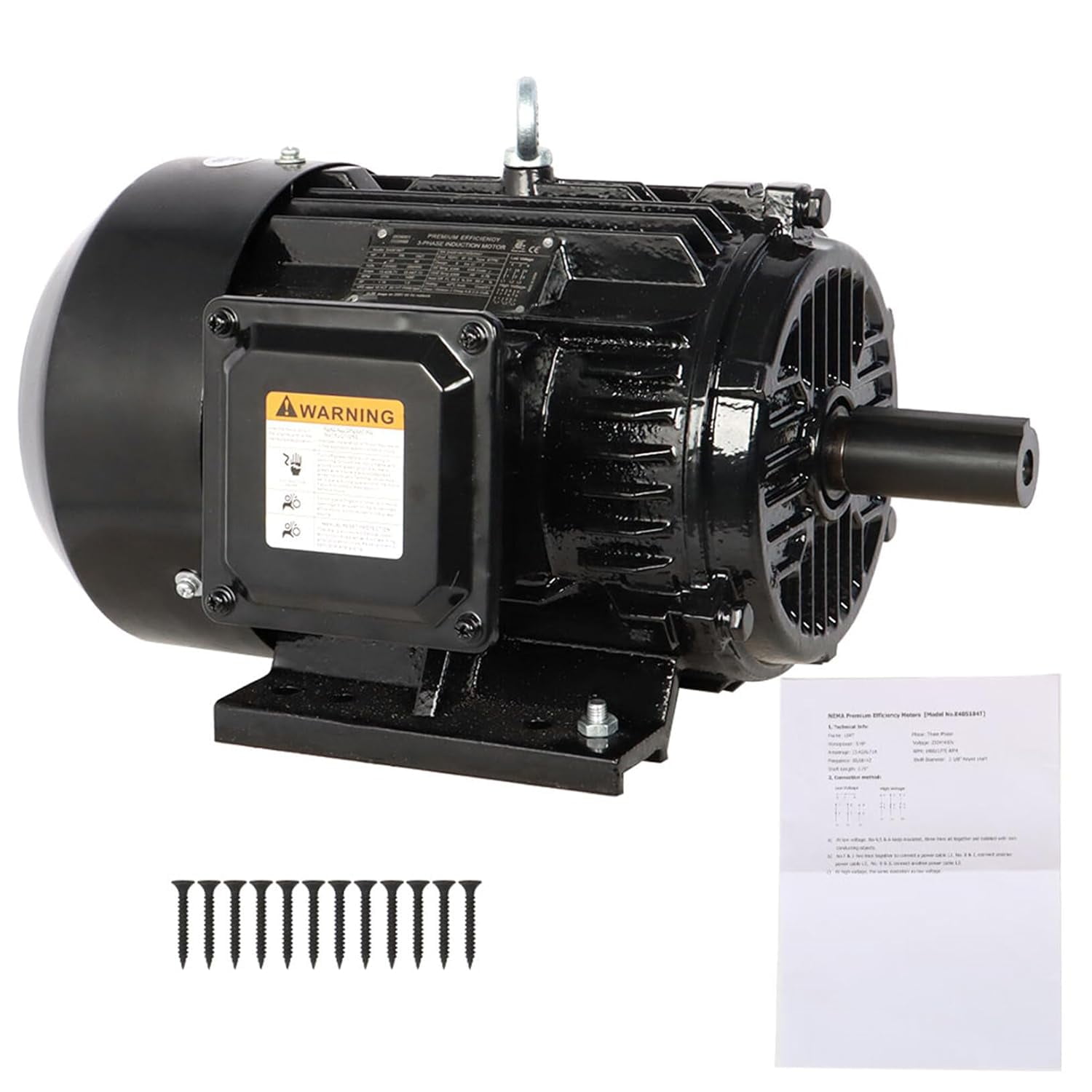 EPOTOOR Electric Motor 5HP 3 Phase 1800 RPM 184T Frame TEFC 230/460 ...