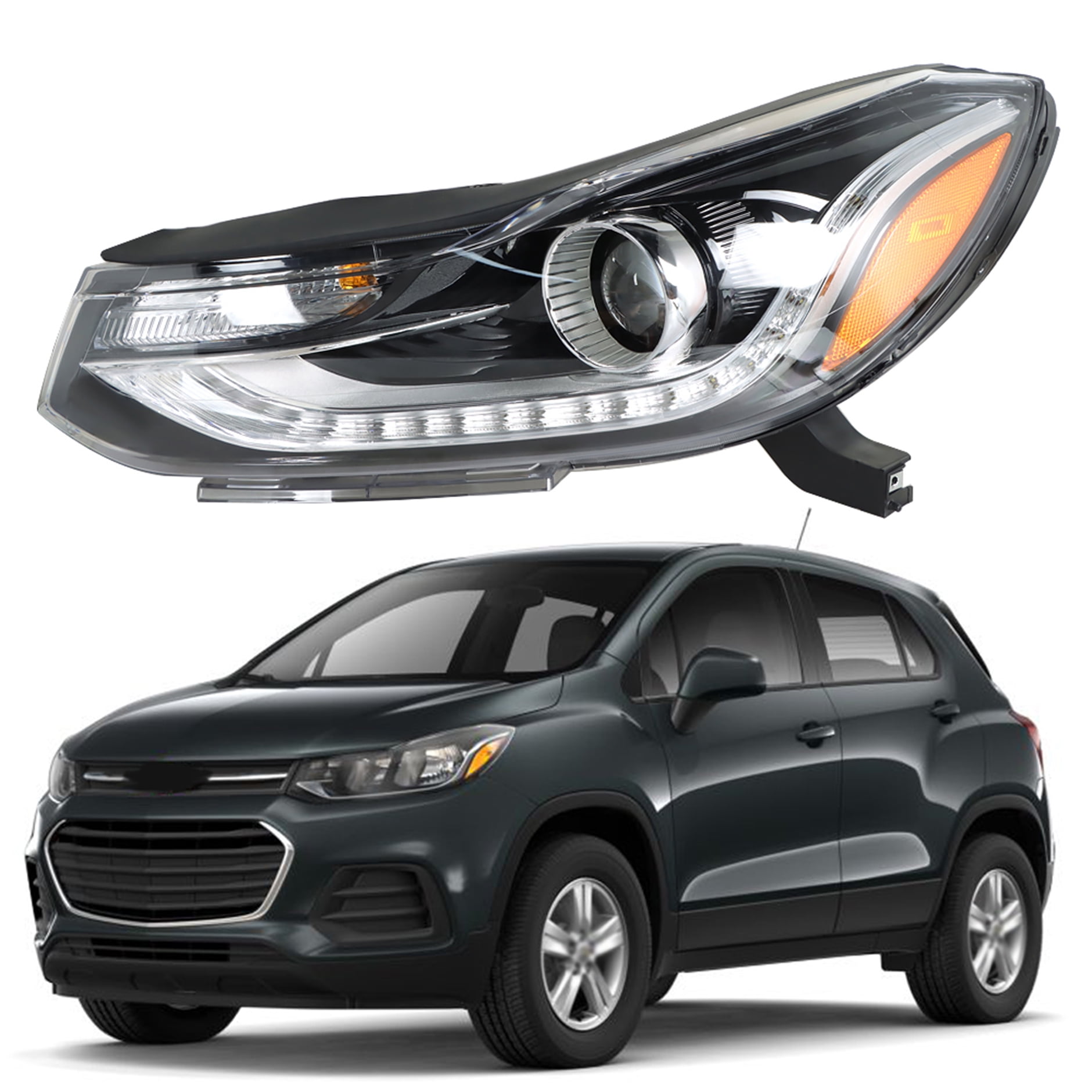 EPOTOOR For 2017-2019 Chevy Trax Factory LED DRL Projector Headlight ...