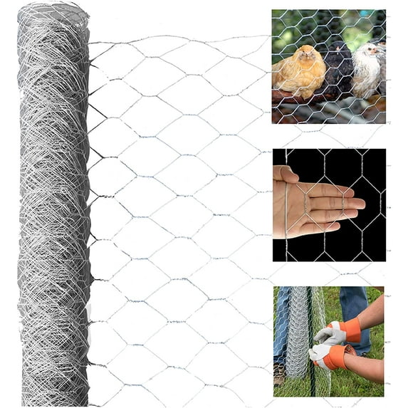 EPOTOOR Galvanized Poultry Net Metal Mesh Fencing Chicken Wire 2" Holes ...