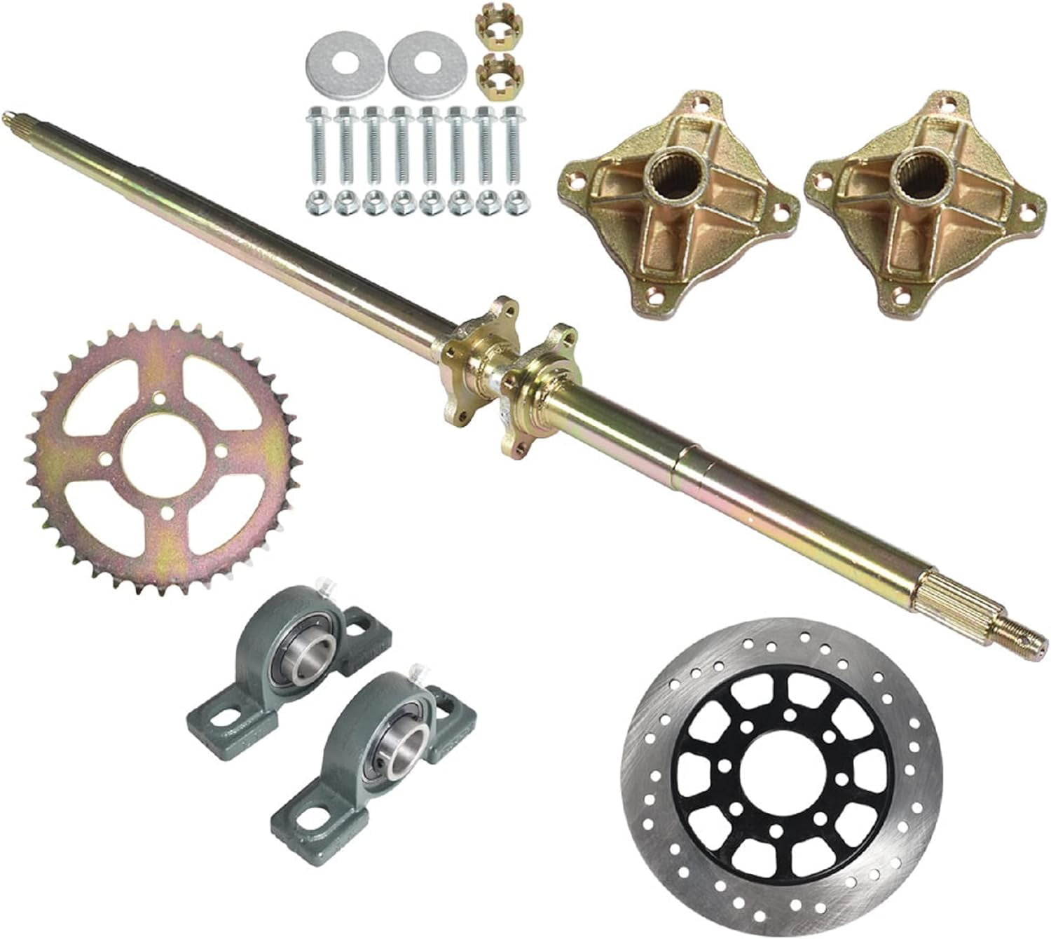 EPOTOOR Go Kart 44 Rear Live Axle Assembly Kit Rear Axle Pillow Blocks ...