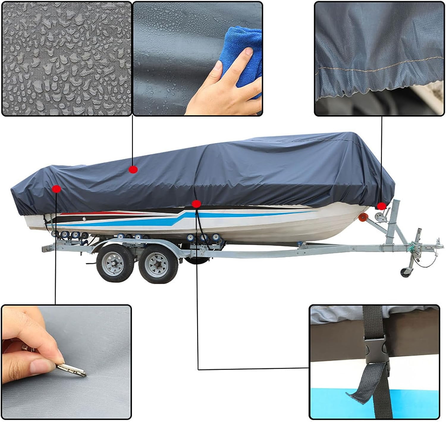 EPOTOOR Heavy 600D Marine Grade Polyester Canvas Trailerable Waterproof ...