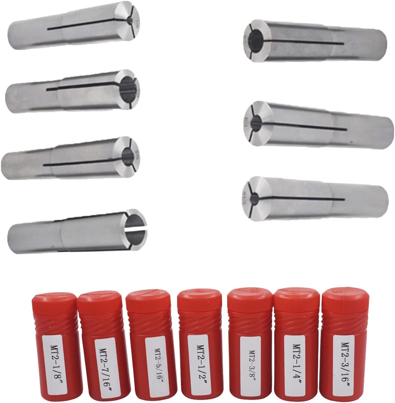 EPOTOOR MT2 Morse Taper Collet Set, 1/8 Inch to 1/2 Inch Precision ...