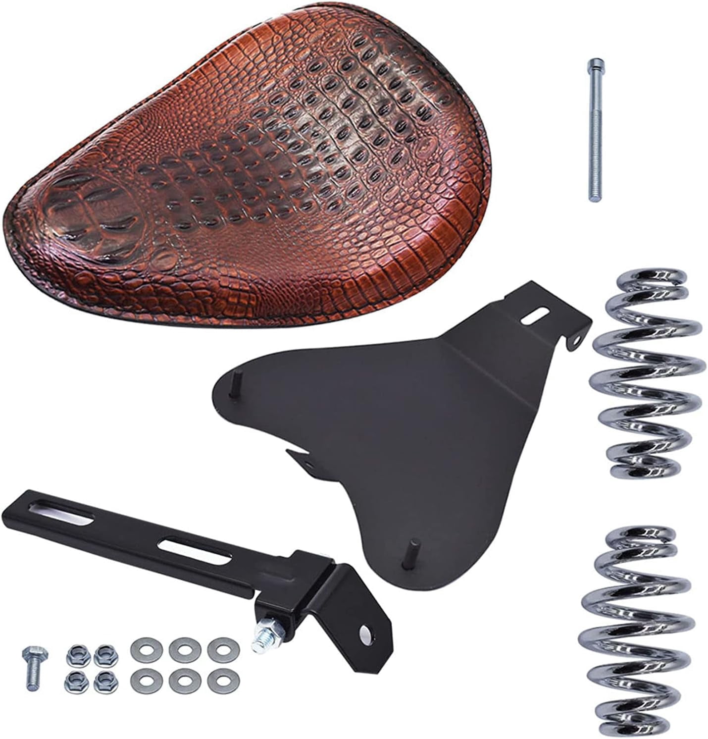 EPOTOOR Motorcycle Solo Seat Brown Spring Brown Bracket Base Set ...
