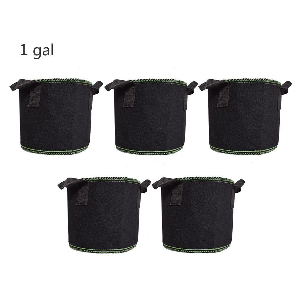 EPOTOOR NEW 5-Pack Black Grow Bags Aeration Fabric Planter Root Growing ...