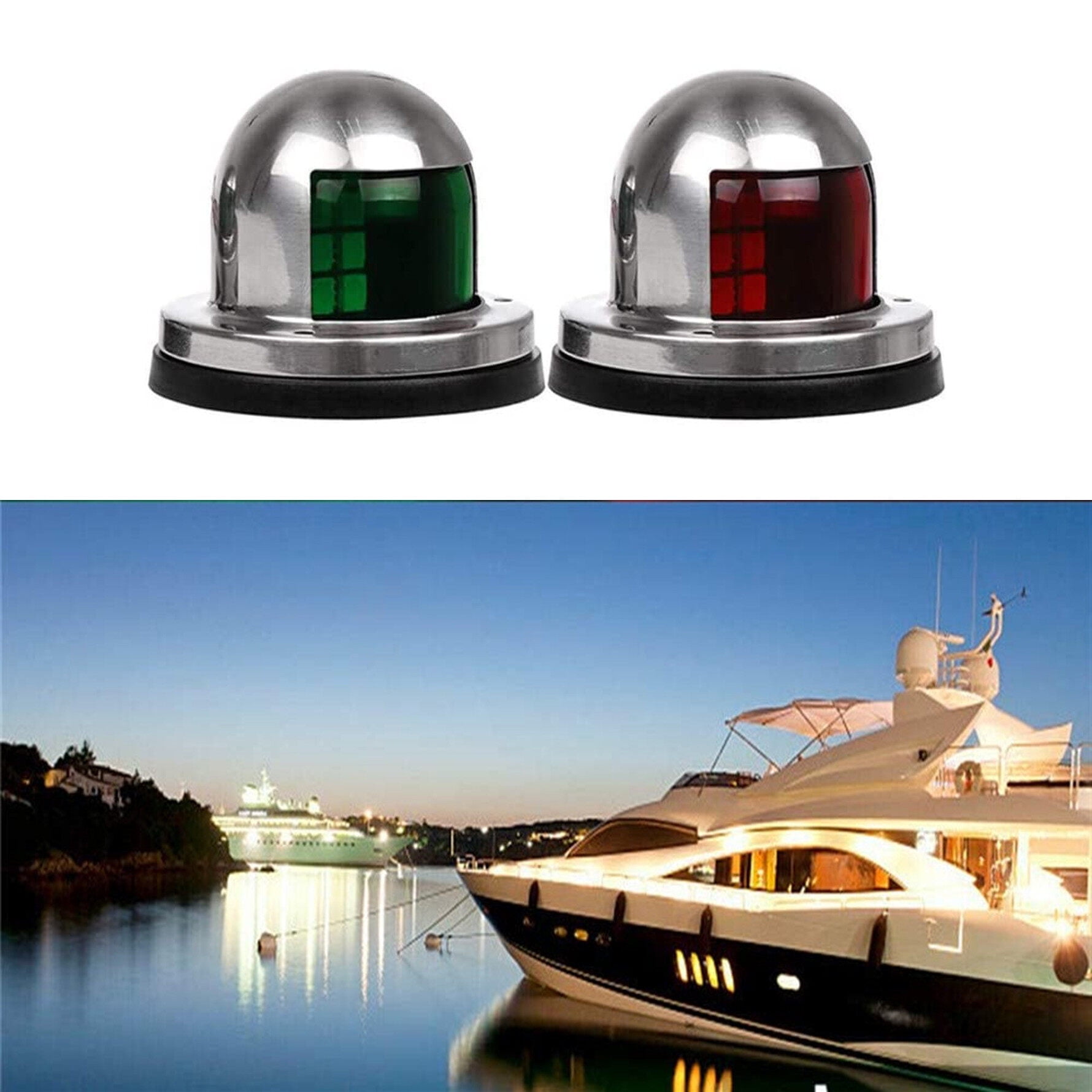 EPOTOOR One Pair Red Green Led 12V for Marine Boat Yacht Pontoon ...