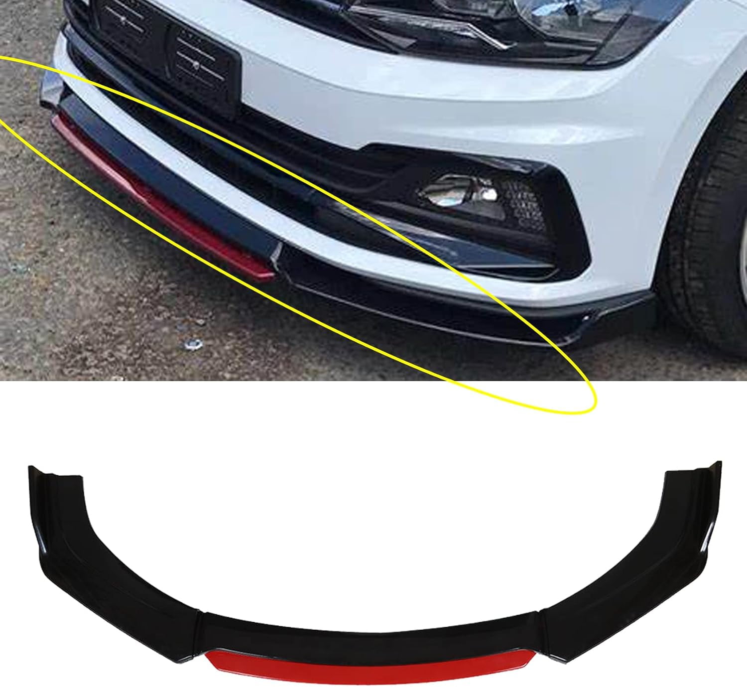 EPOTOOR Universal Car Front Bumper Lip Spoiler Splitter Black and Red 2 ...