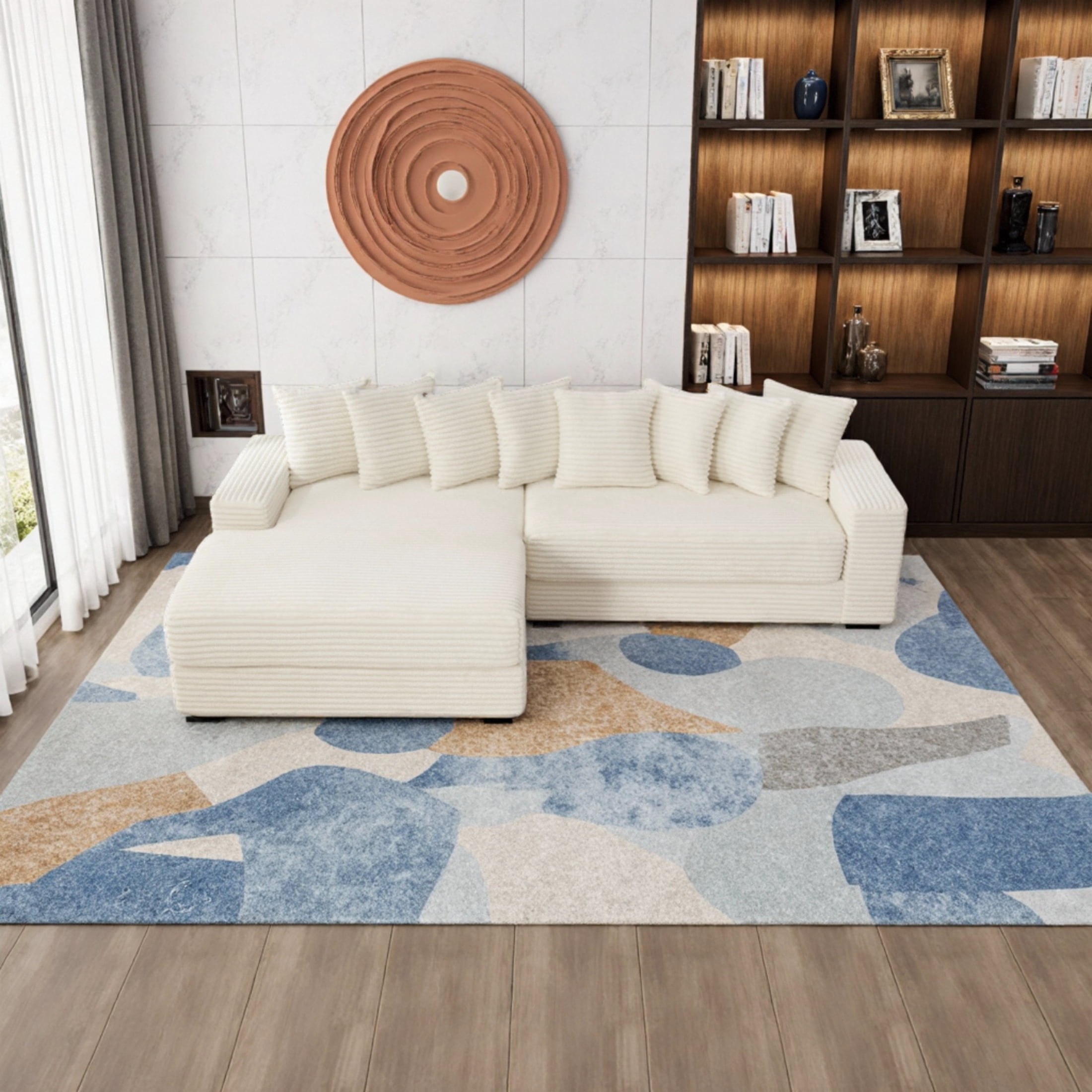 EPOWP Modular Sectional Sofa with 8 Pillows, 111" L Shaped Deep-Seating ...