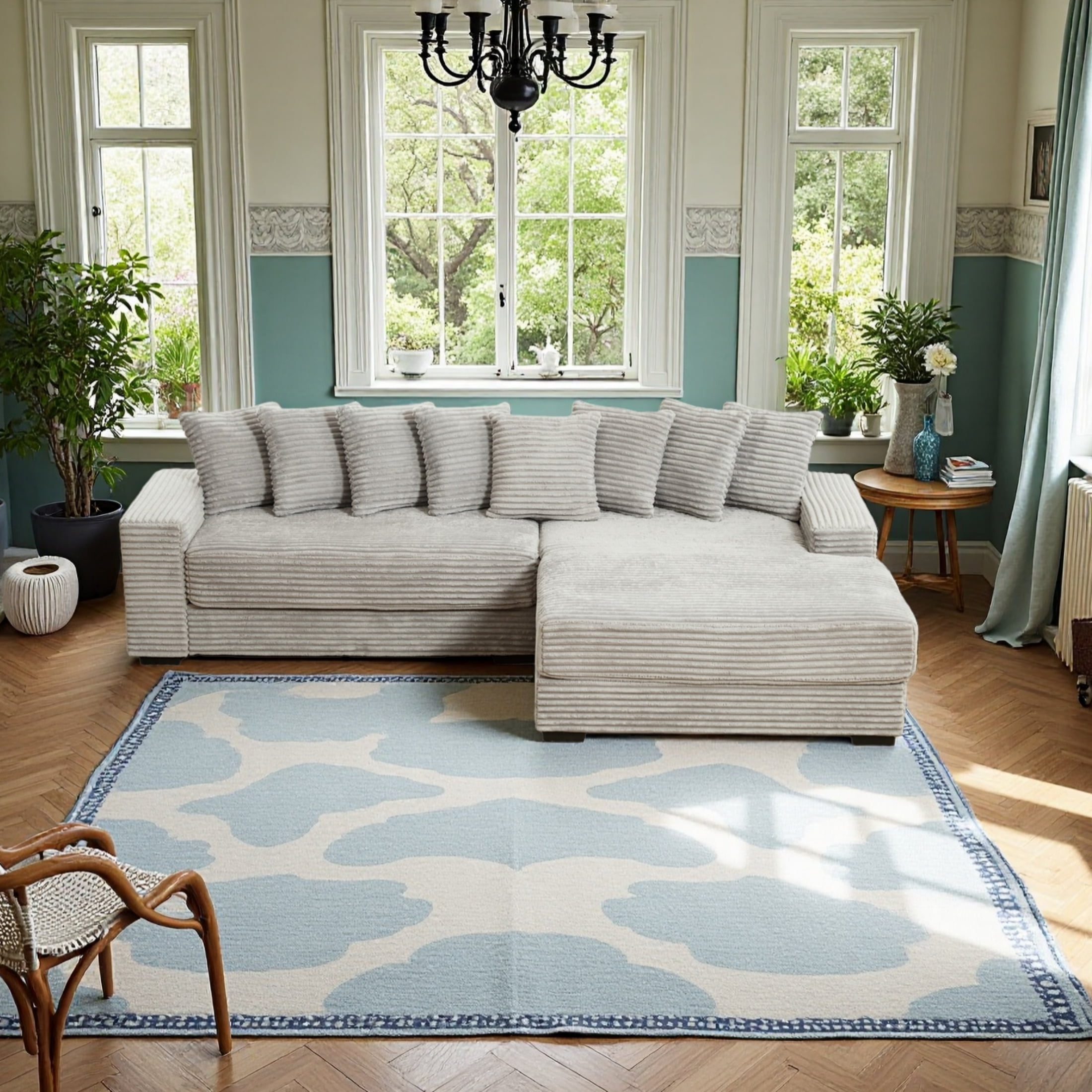 EPOWP 111" L-Shaped Deep-Seating Modular Sectional Sofa for Living Room ...