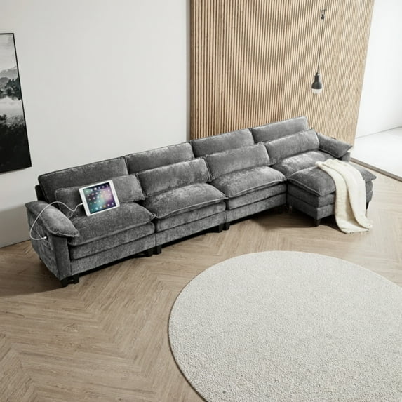 EPOWP Cloud Modular Sectional Sofa with Movable Ottoman, Comfy L Shaped ...