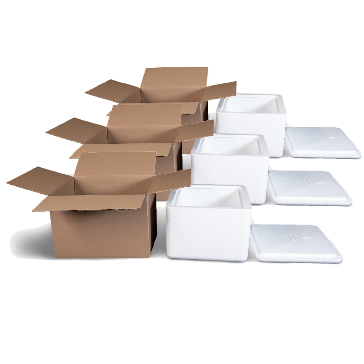 EPS Foam Cooler Box 12x11x9 Inches, 3 Pack Insulated Shipping Container ...