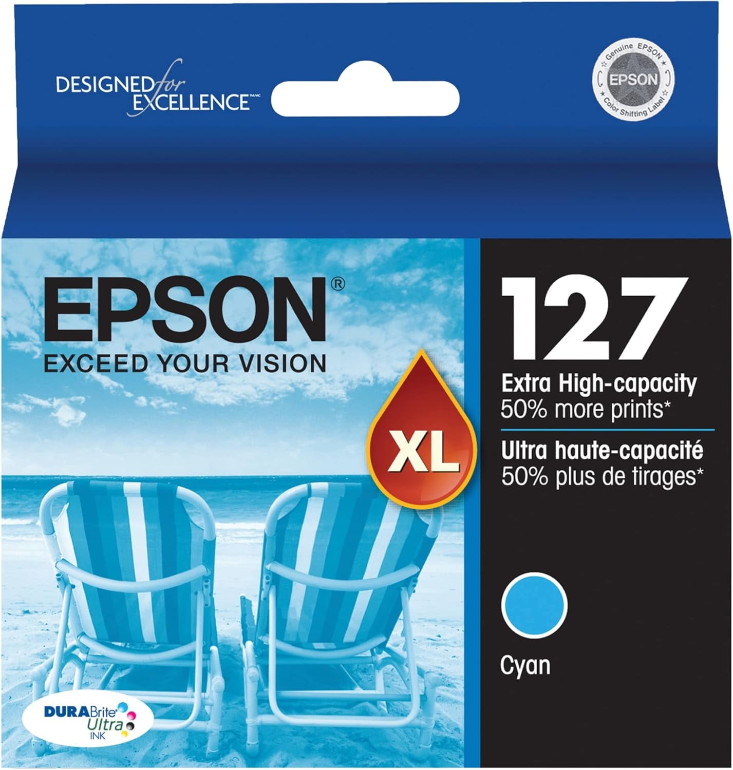 EPSON 127 DURABrite Ultra Ink Cyan Cartridge For NX-530, NX-625, WF ...