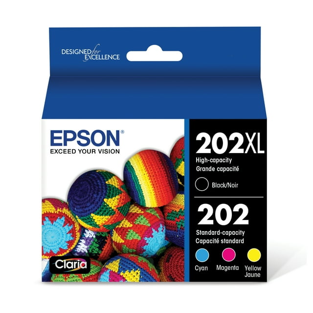 Epson Genuine 202 Claria High Capacity Black & Standard Color Cartridge Combo Pack for Printers ...