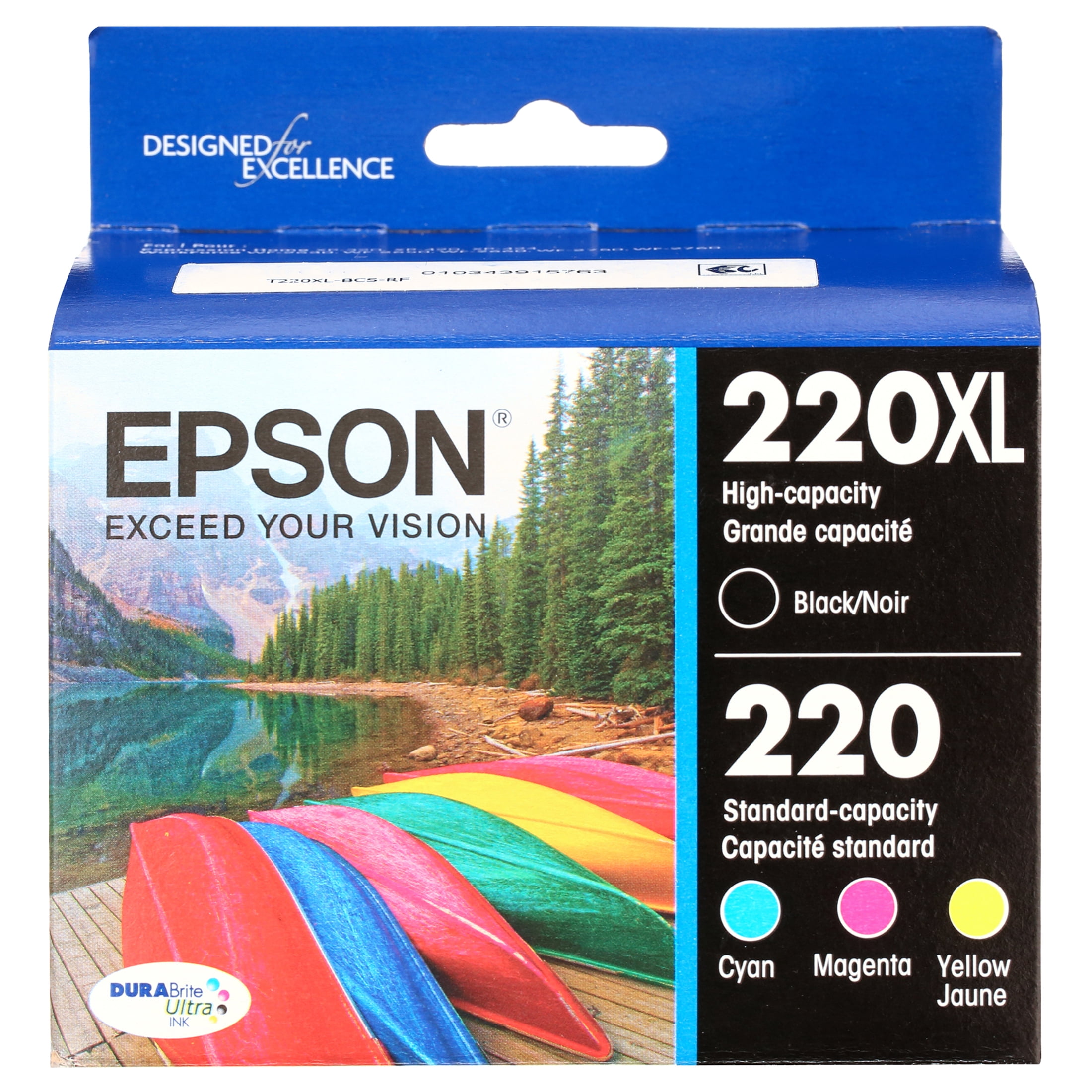 Epson 220 DURABrite Ultra Ink, Black & Color Combo Pack, for WF-2630 ...