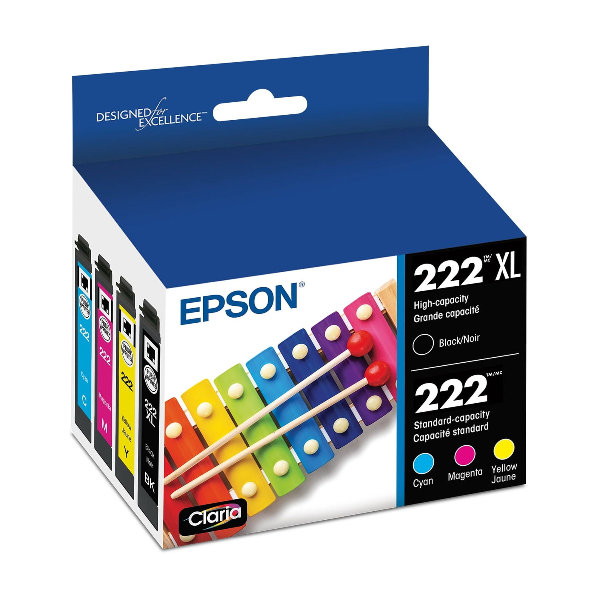 EPSON 222 Claria Ink High Capacity Black & Standard Color Cartridge ...