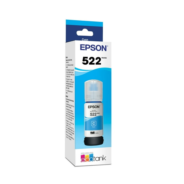 EPSON 522 EcoTank Ink Ultra-high Capacity Bottle Cyan (T522220-S) Works ...