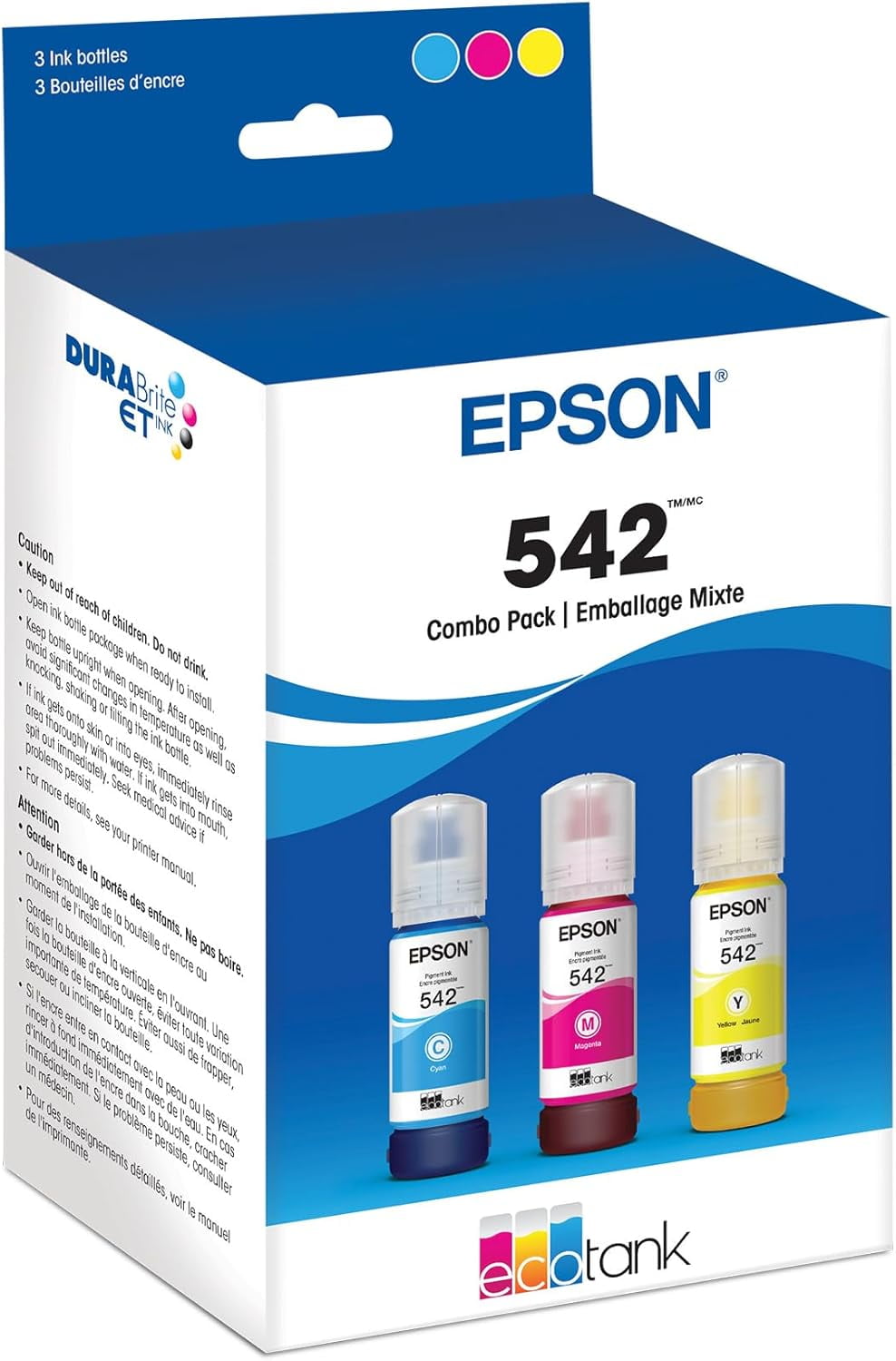 EPSON 542 EcoTank Ink Ultra-high Capacity Bottle Color Combo Pack ...
