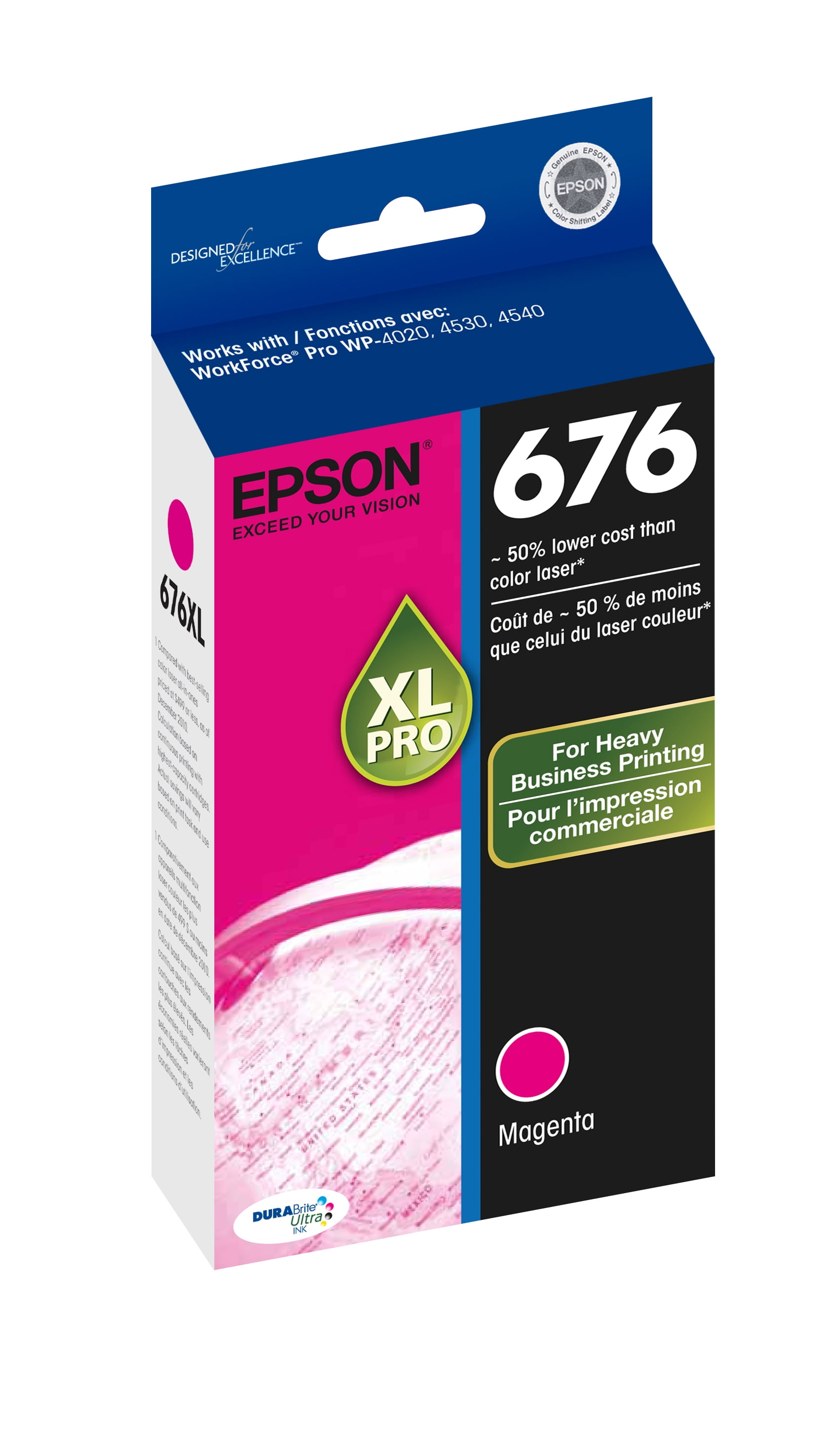 EPSON 676 DURABrite Ultra Ink High Capacity Magenta Cartridge (T676XL320-S) Works with WorkForce ...