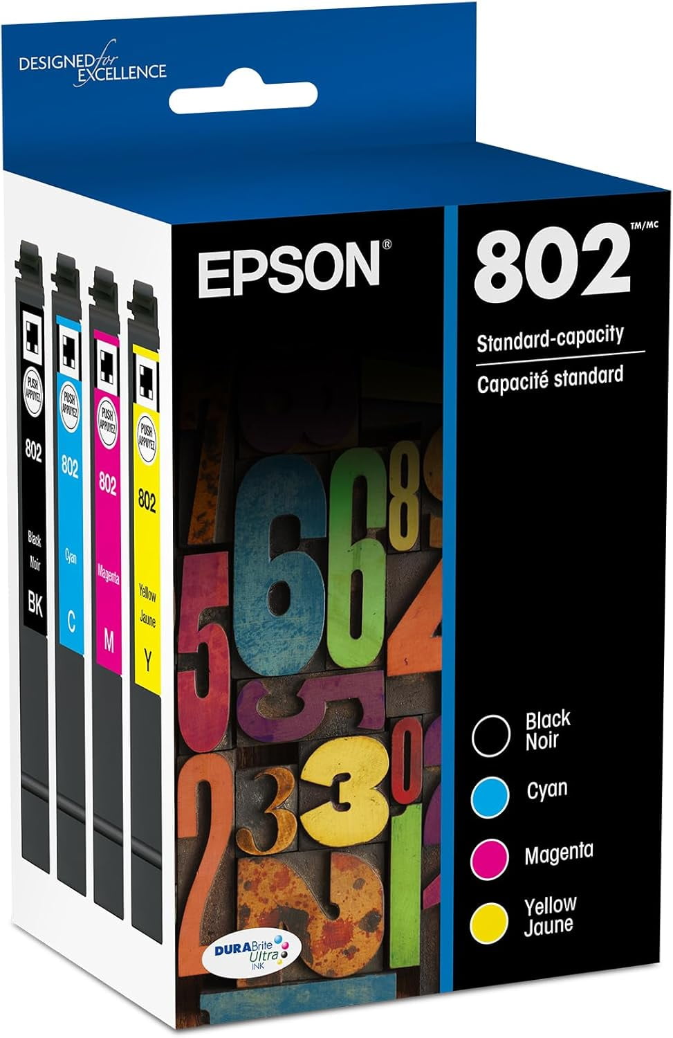 EPSON 802 DURABrite Ultra Ink Standard Capacity Black & Color Cartridge ...