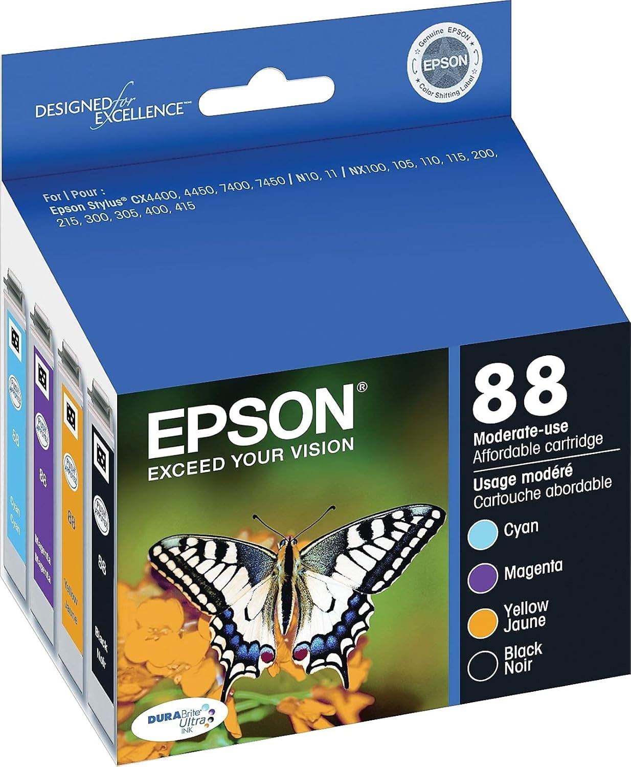 EPSON 88 DURABrite Ultra Ink Black & Color Combo Pack For CX-4400, CX ...