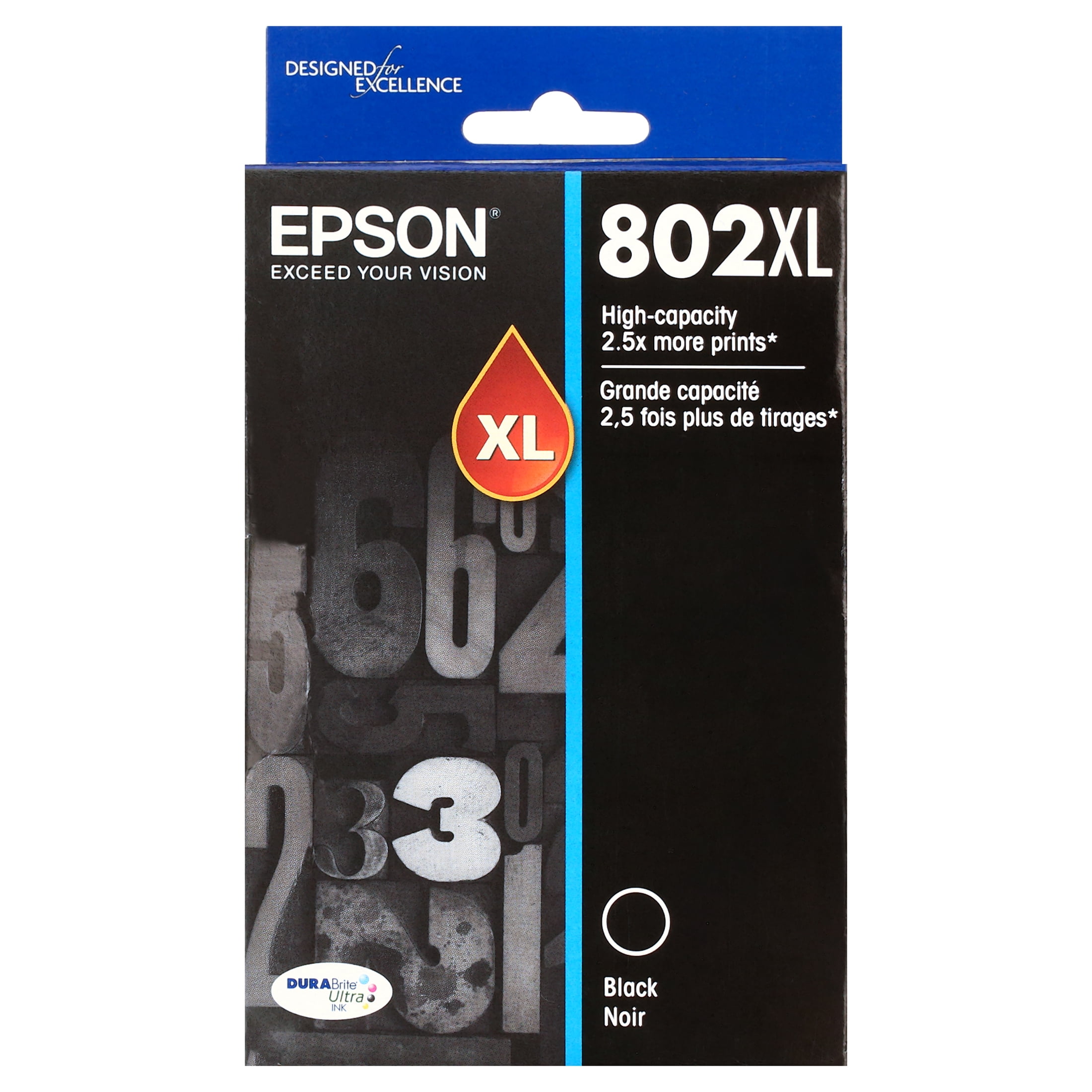 EPSON T802 DURABrite Ultra Genuine Ink High Capacity Black Cartridge ...