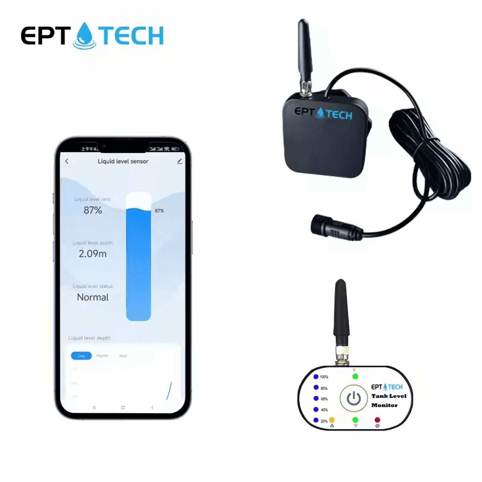 EPTTECH TLC2326P Smart Home WiFi Liquid Water Level Tank Monitor ...