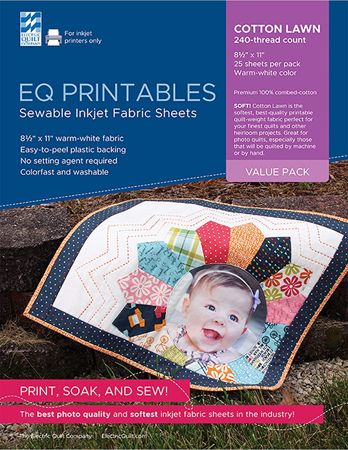 EQ Printables: 25 Inkjet Cotton Lawn Fabric Sheets - Walmart.com