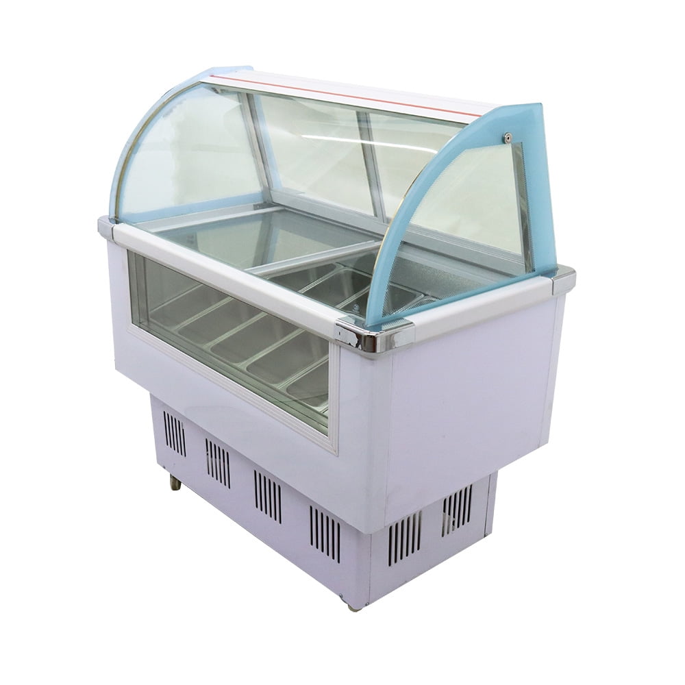 EQCOTWEA 12 Pan Square Ice Cream Display Cabinet Commercial Hard ...