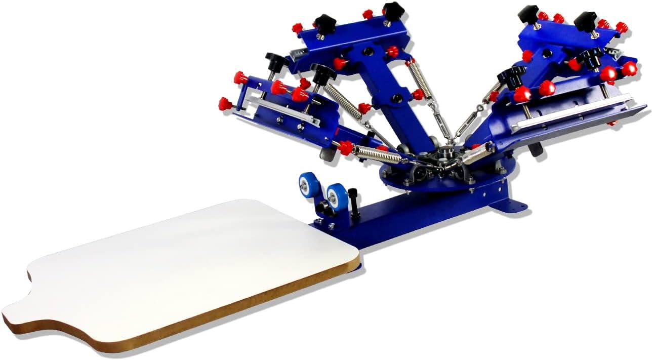 EQCOTWEA 4 Color 1 Station Screen Printer Micro-Registration Silk ...