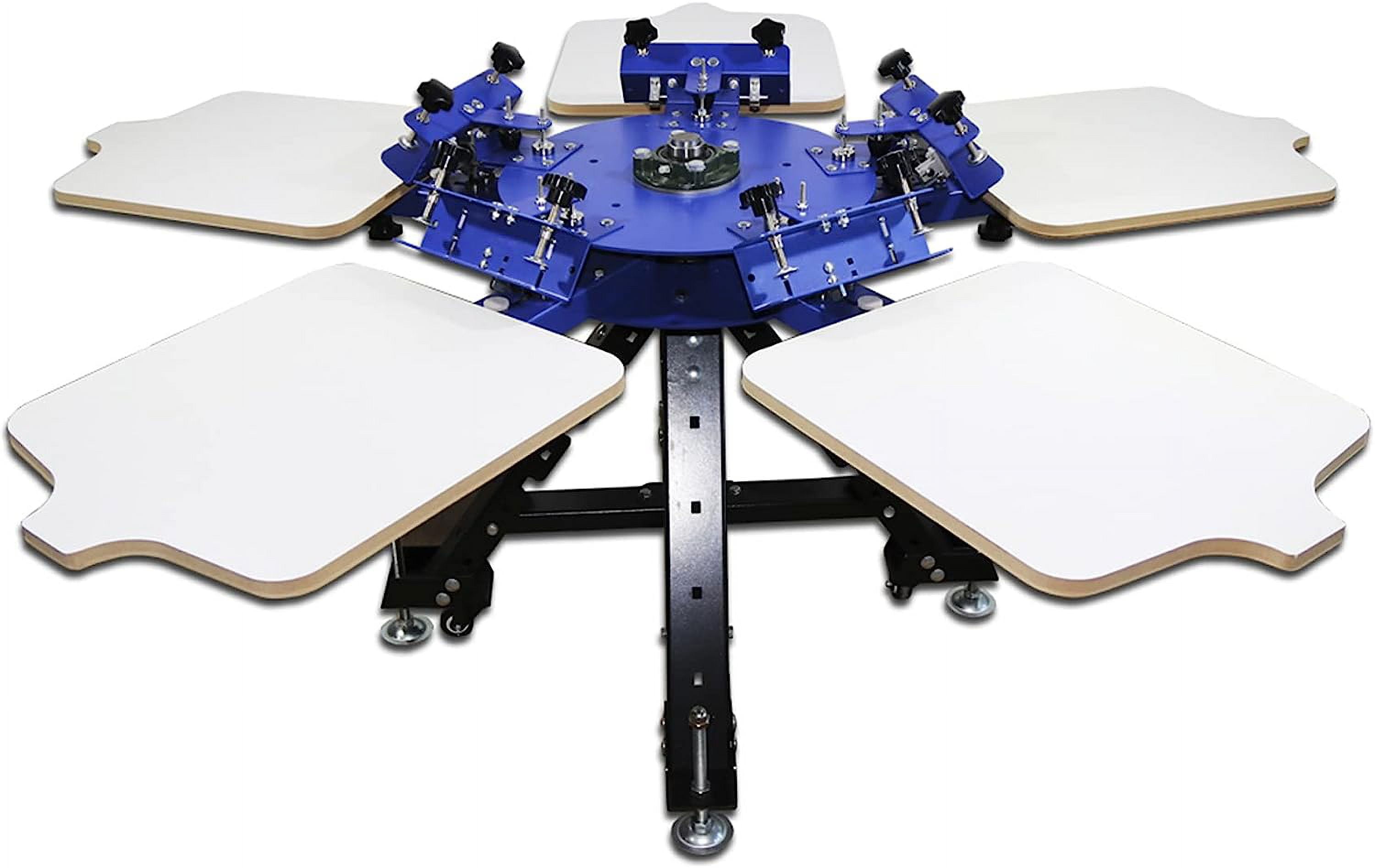 EQCOTWEA 5 Color 5 Station Double Rotating Screen Printing Press Screen ...