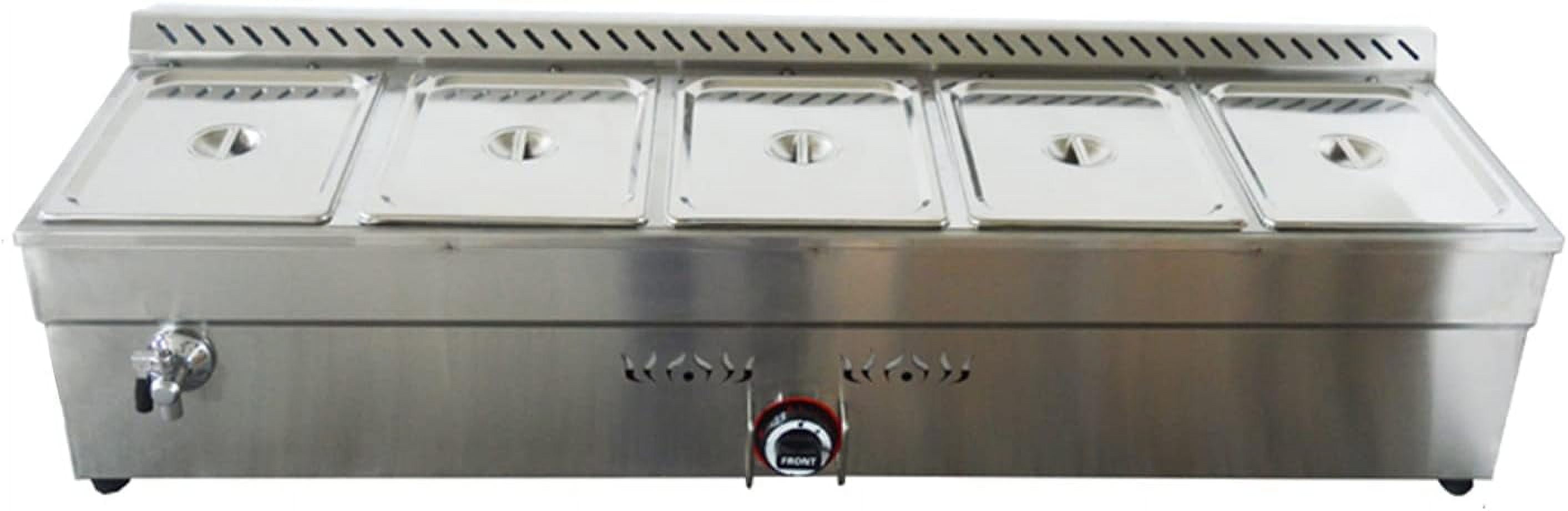 EQCOTWEA 5 Pan 4" Depth LP Gas Food Warmer Bain Marie Buffet Steam ...