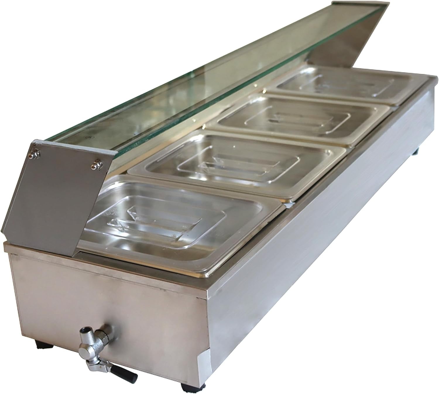 EQCOTWEA 5-Pot Commercial Bain-Marie Buffet Food Warmer Canteen Steam ...
