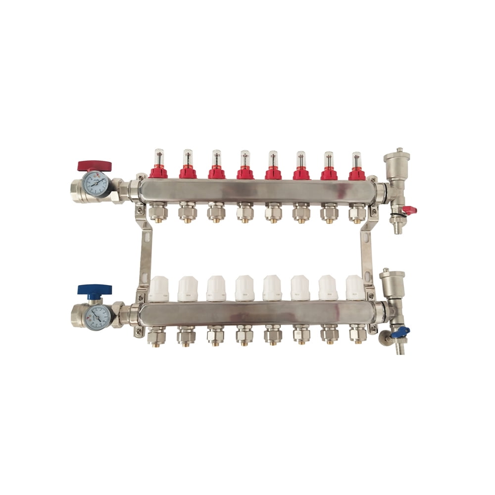 EQCOTWEA 8-Branch PEX Radiant Floor Heating Manifold Set Floor Heating ...