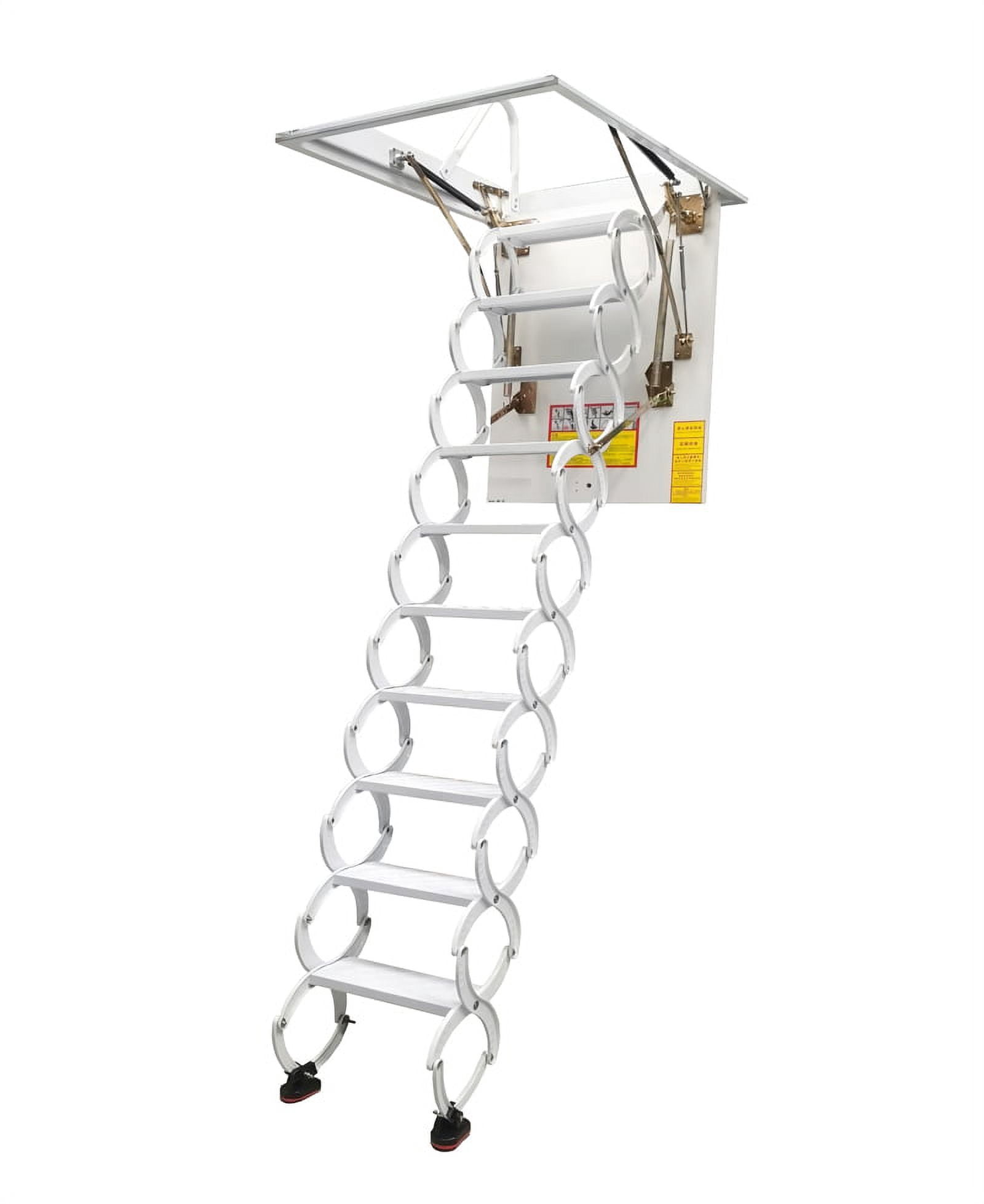 EQCOTWEA 10.5ft Retractable 13-Step Folding Attic Ladder - Portable and ...