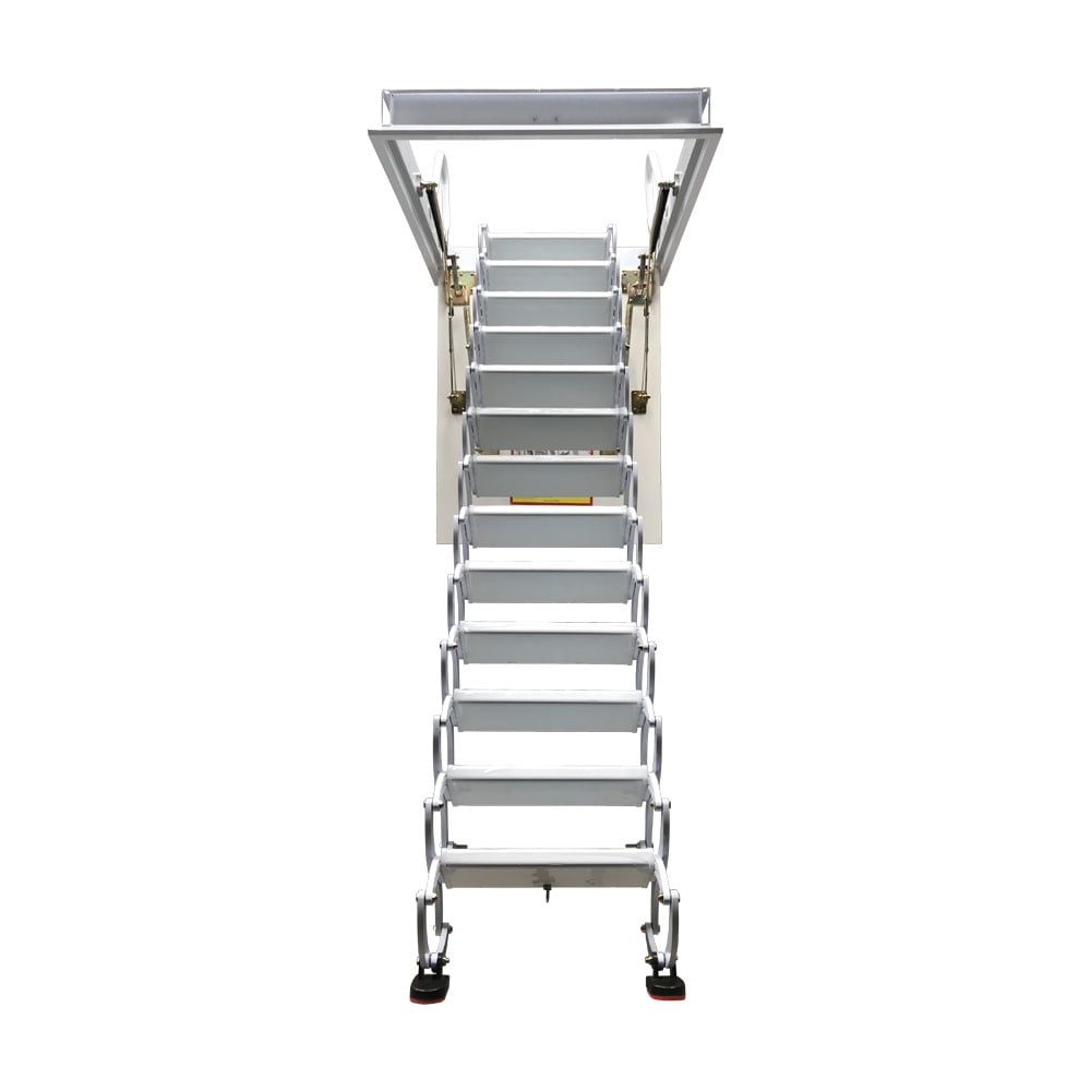 EQCOTWEA Attic Loft Ladder Attic Pull Down Ceiling Folding Stairs White ...