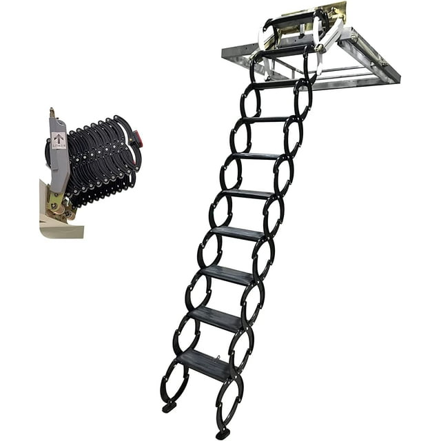 EQCOTWEA Wall-Mounted Attic Loft Ladder, Aluminum-Magnesium Alloy ...