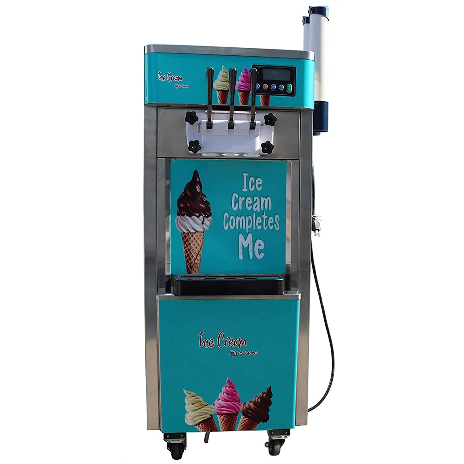 EQCOTWEA 3 Heads Commercial Soft Serve Ice Cream Machine, LCD Display ...