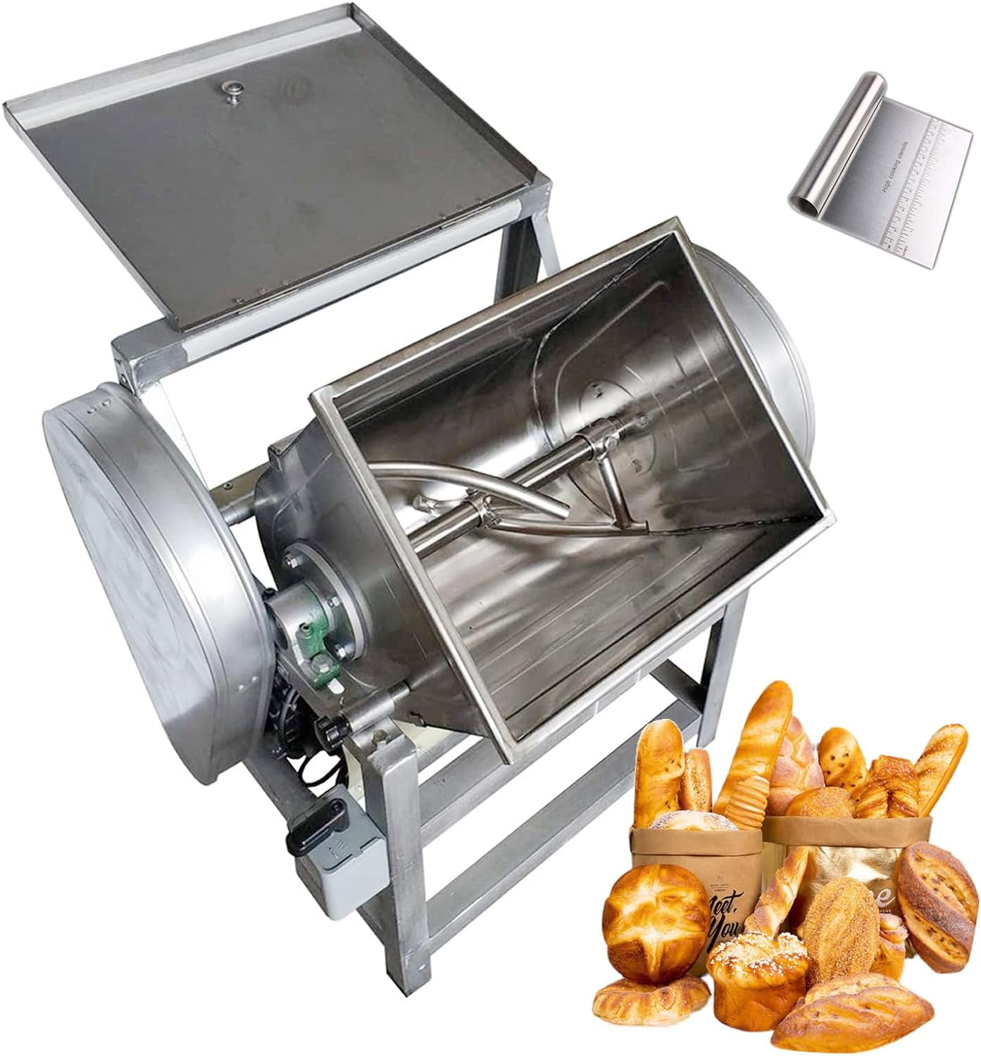 EQCOTWEA Commercial Dough Mixer Flour Mixing Machine 30QT with 120 ...