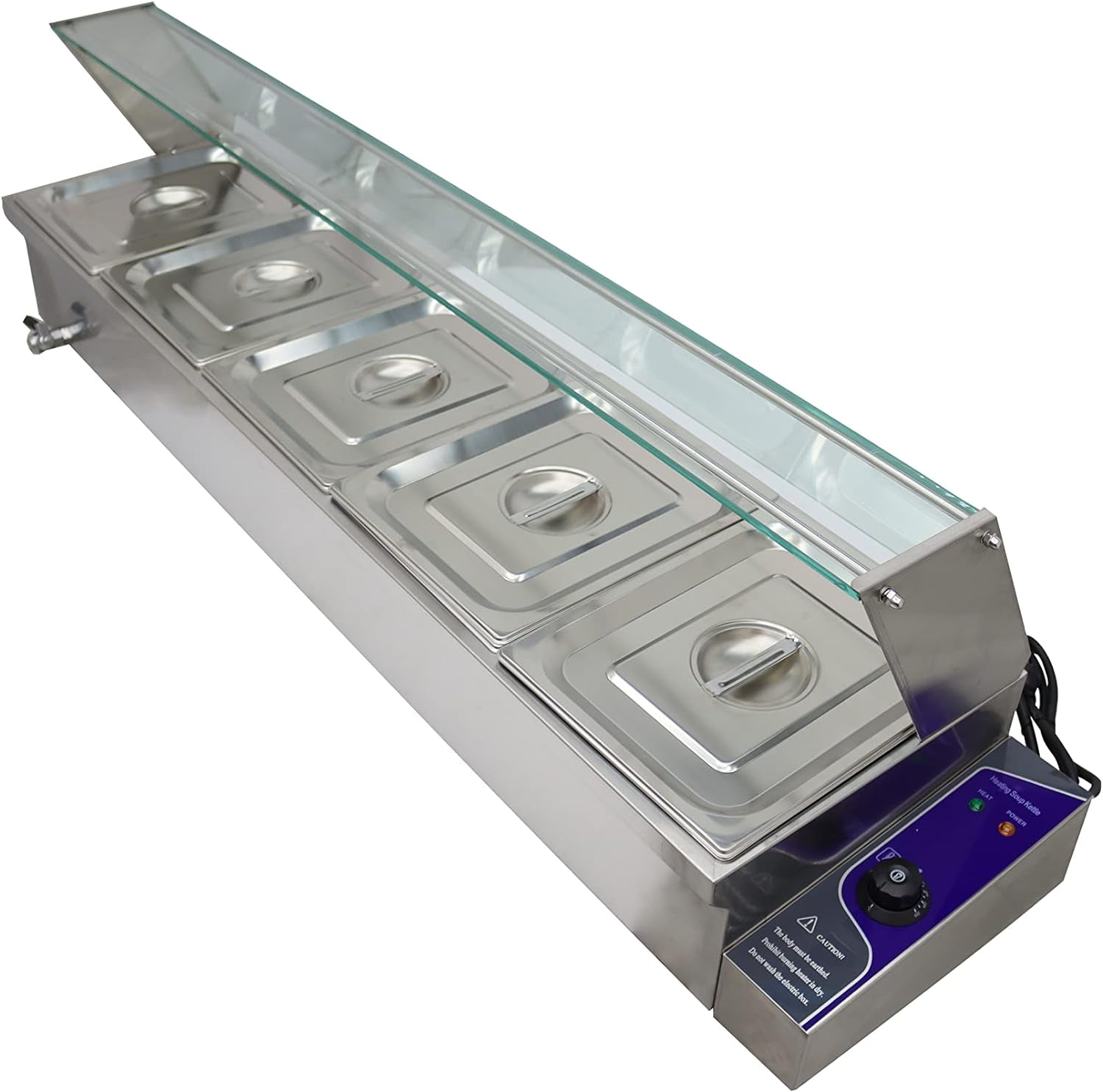 EQCOTWEA Electric 5-Pan Food Warmer Bain Marie Buffet Heater Steam ...