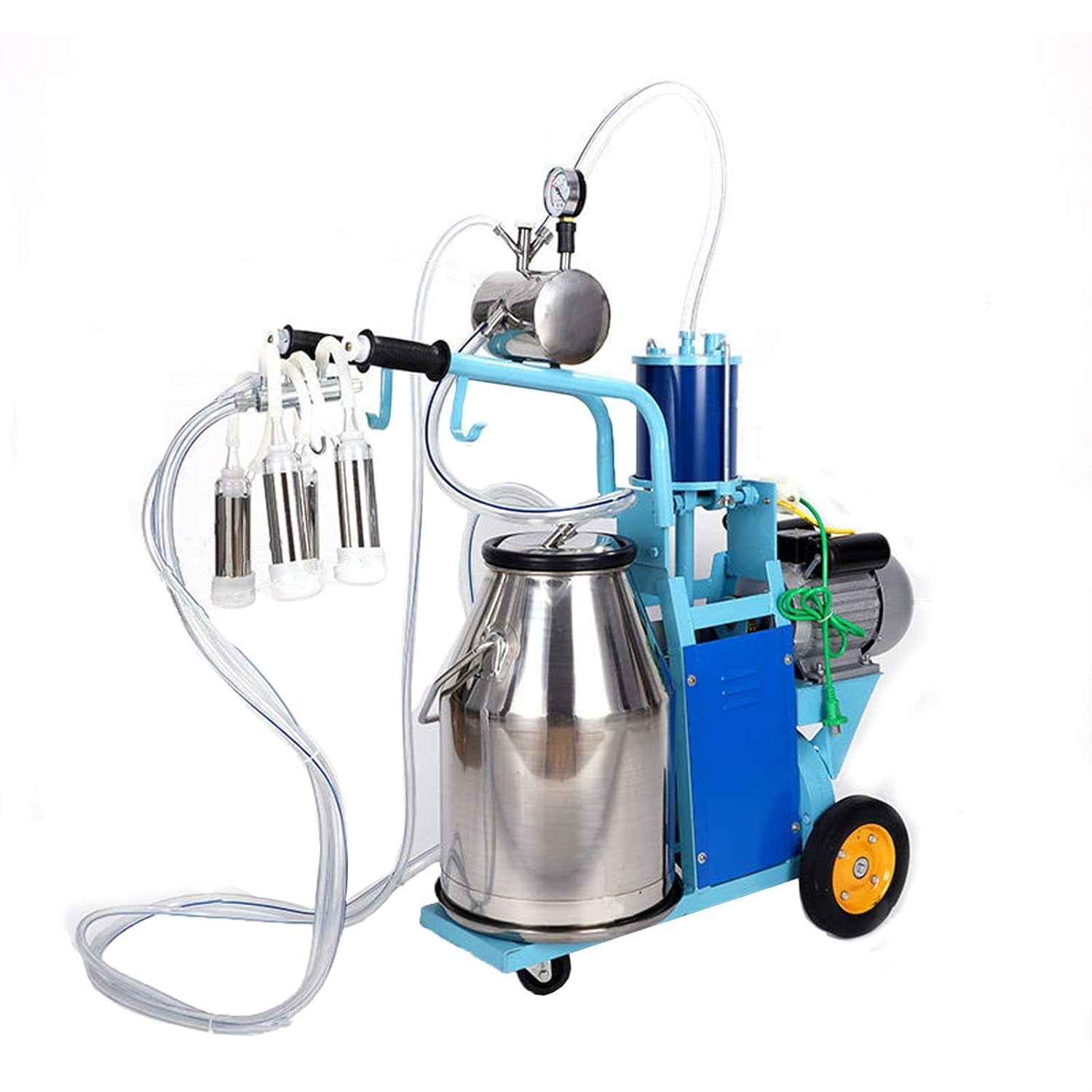 EQCOTWEA Electric Cow Goat Piston Milking Machine Bucket Milker with ...