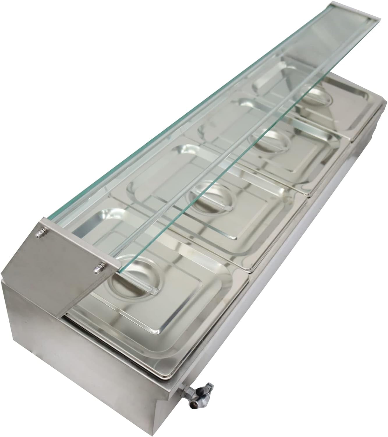 EQCOTWEA Food Warmer Bain Marie Buffet Steam Table with Glass Shield 4 ...