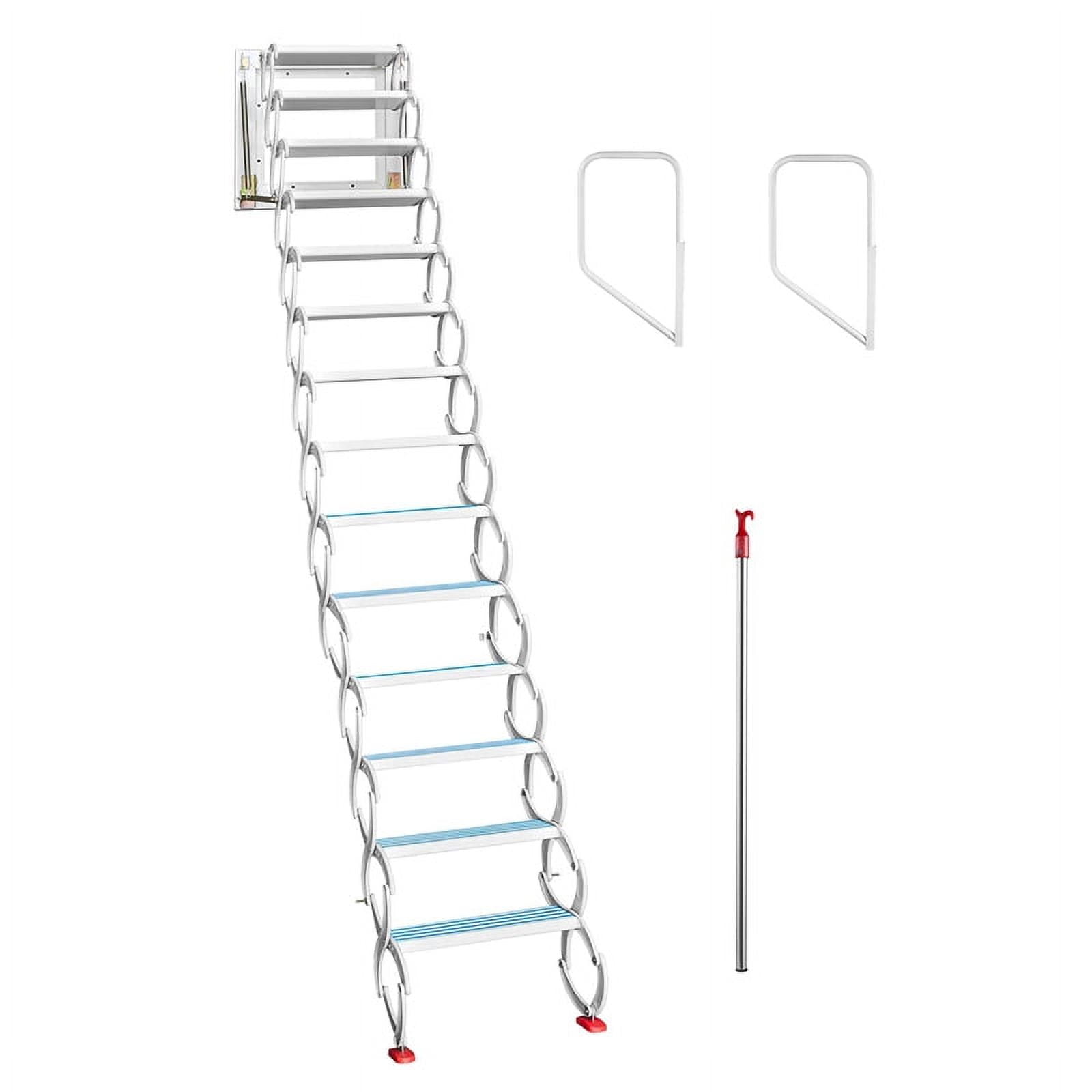 EQCOTWEA Loft Wall Folding Ladder Stairs 11.5ft 14 Steps Portable ...