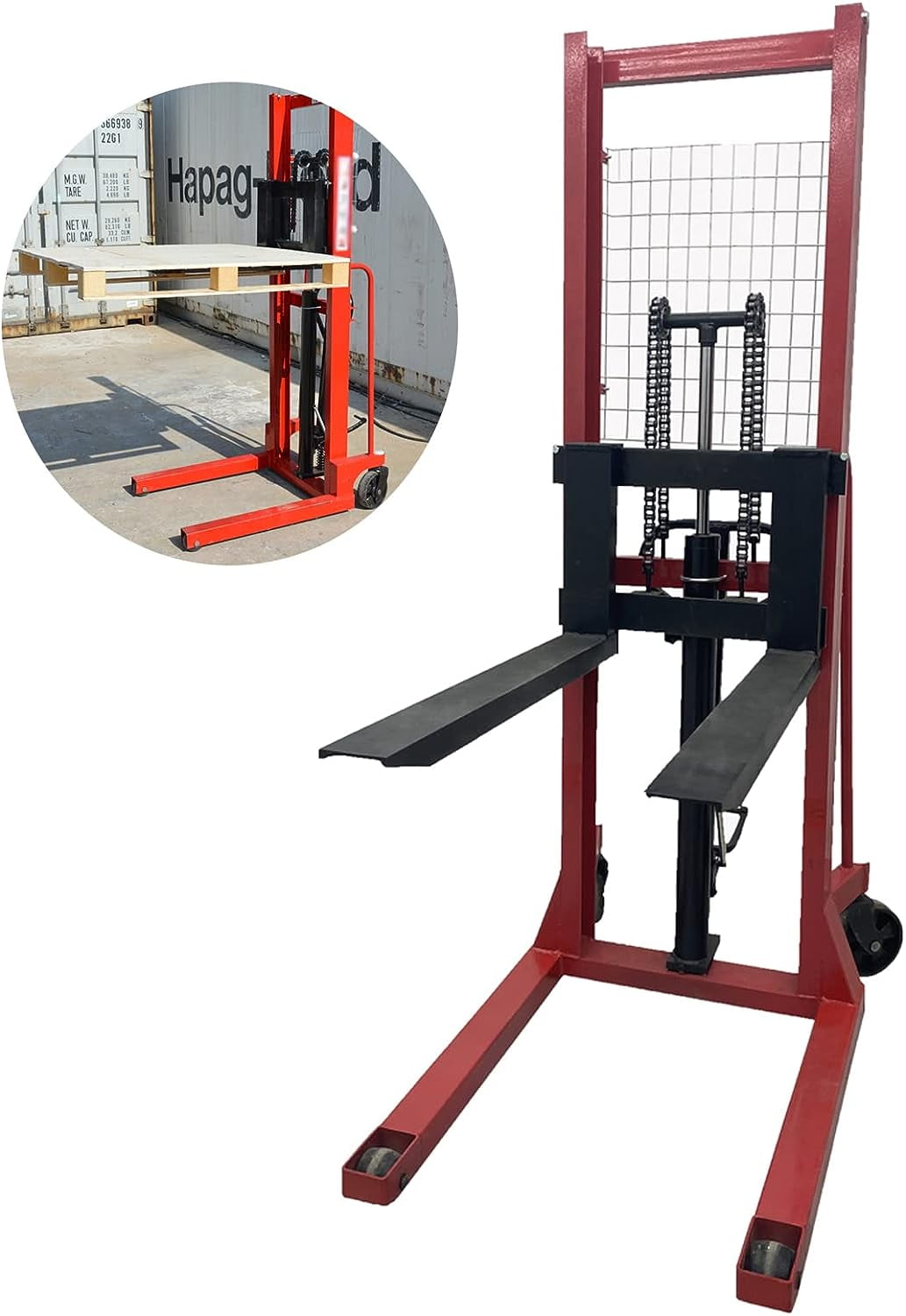 EQCOTWEA Manual Hydraulic Pump Walkie Stacker Fork Lift Reach Pallet ...