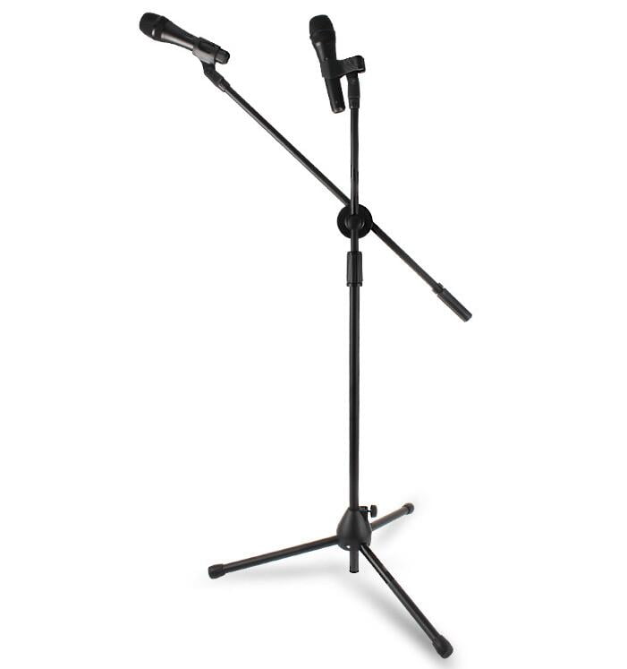 EQCOTWEA Microphone Stand Mic Foldable Double Clip Tripod 360 Rotating ...