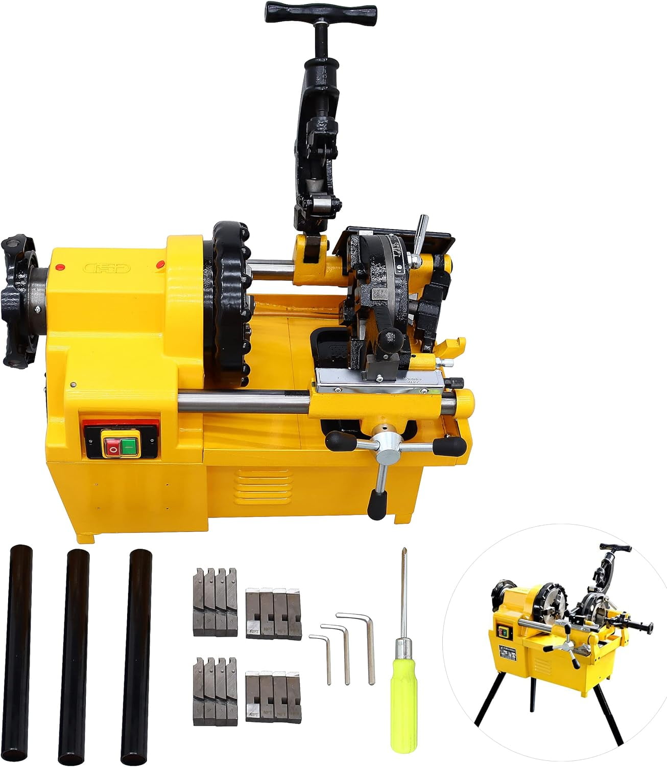 EQCOTWEA Pipe Threader Multifunctional Tube Threading Cutter NPT 1/2"-2 ...