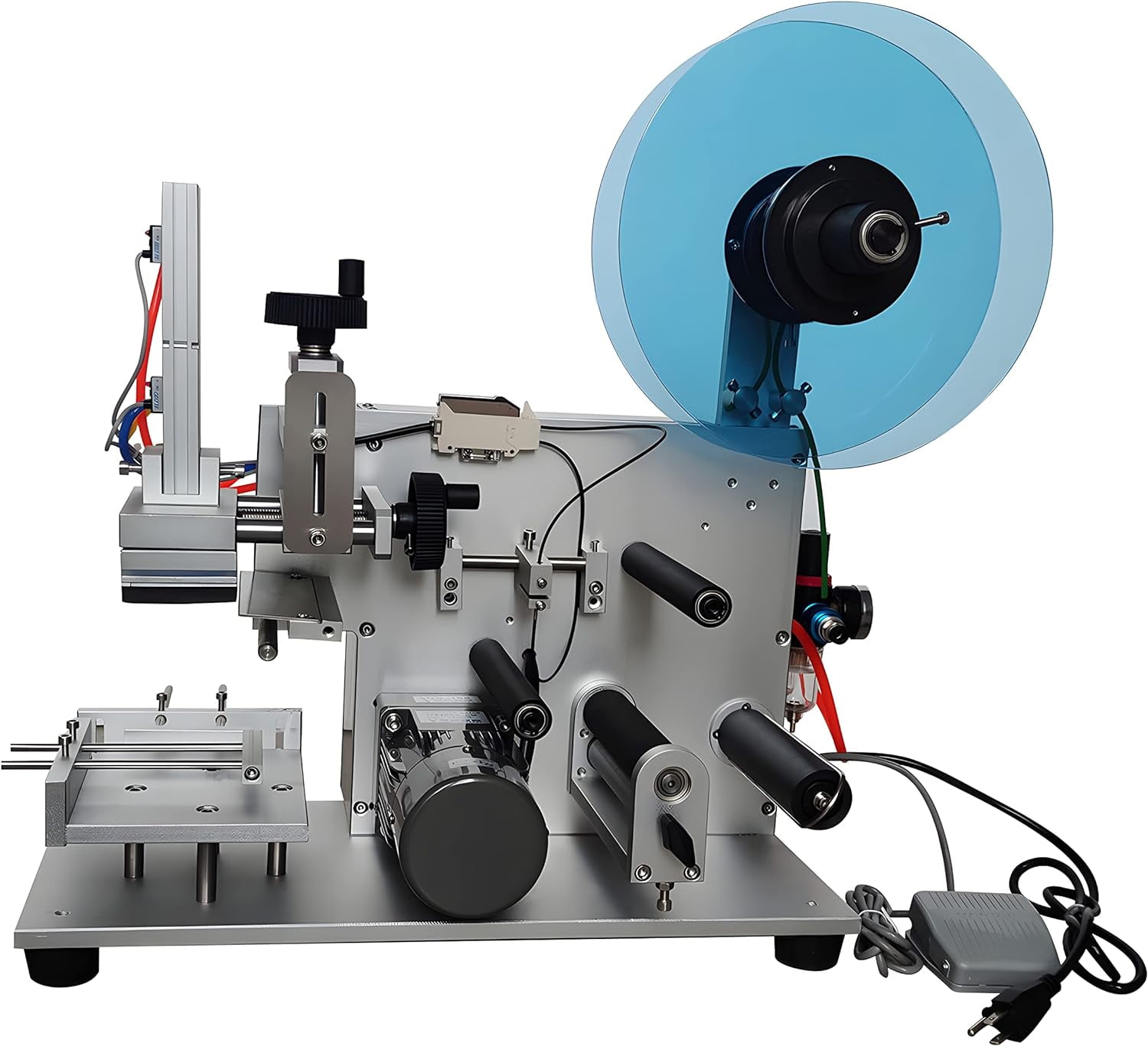 EQCOTWEA Semi-Auto Flat Bottle Labeling Machine Self-Adhesive Flat Surface Labeler Label ...