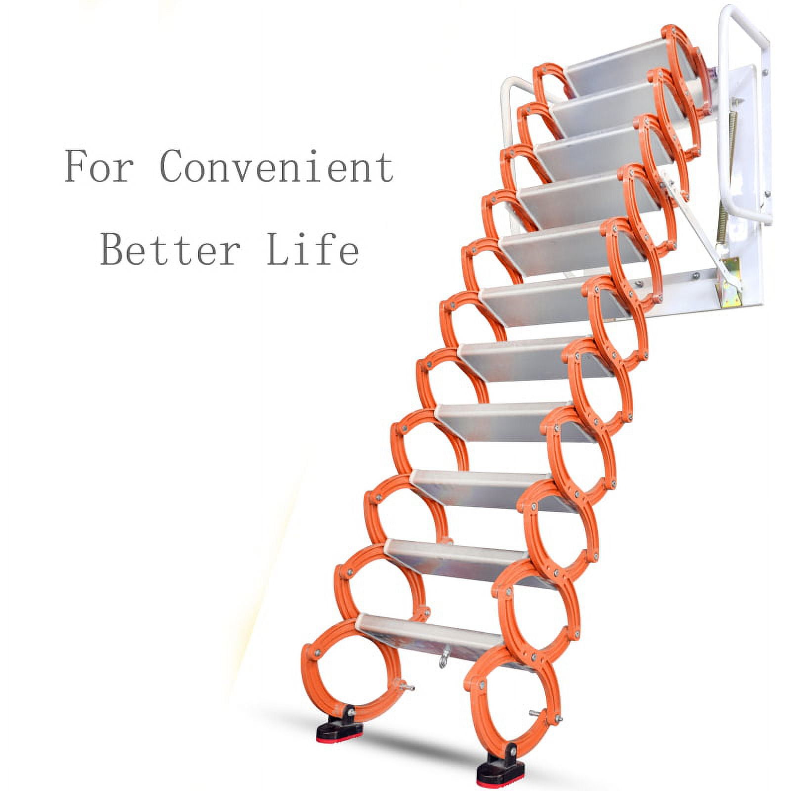 EQCOTWEA Telescopic Folding Ladder Loft Duplex Stair Wall Mounted ...
