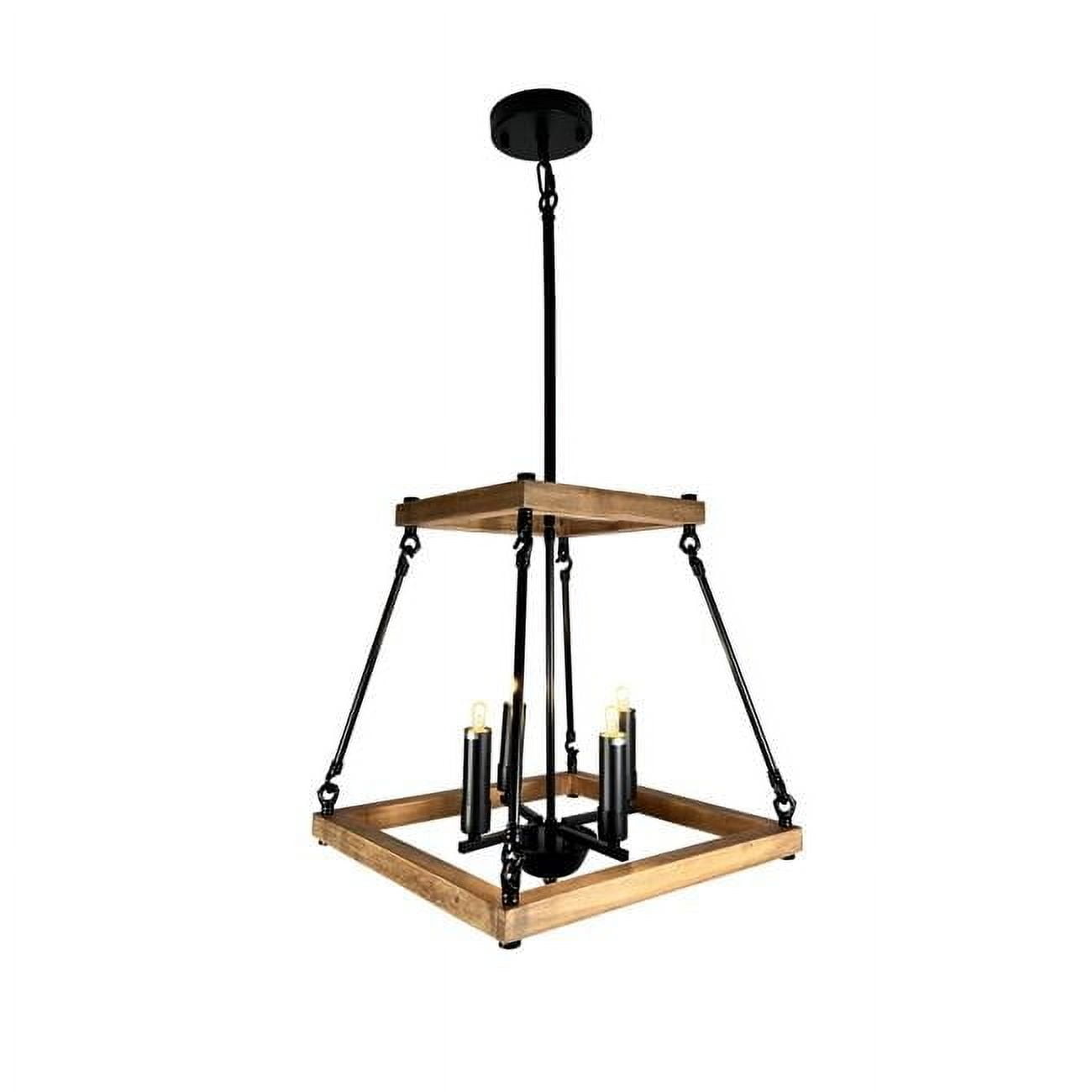 EQLight Noil 4-Light Black and Wood Chandelier - Walmart.com