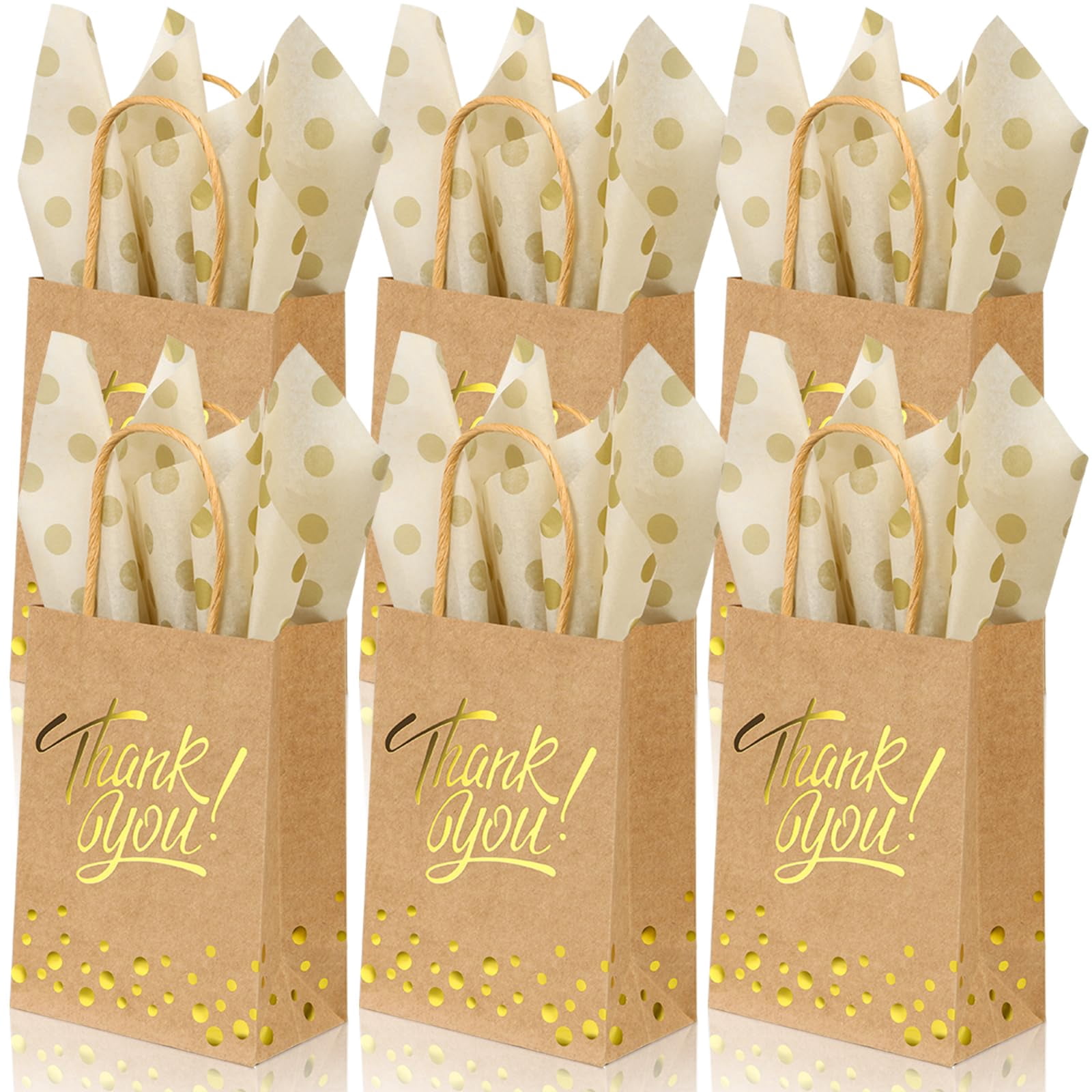 EQOREIIN 25 Pack Small Gift Bags with Handles - 6x4.5x2.5 Inches Kraft ...