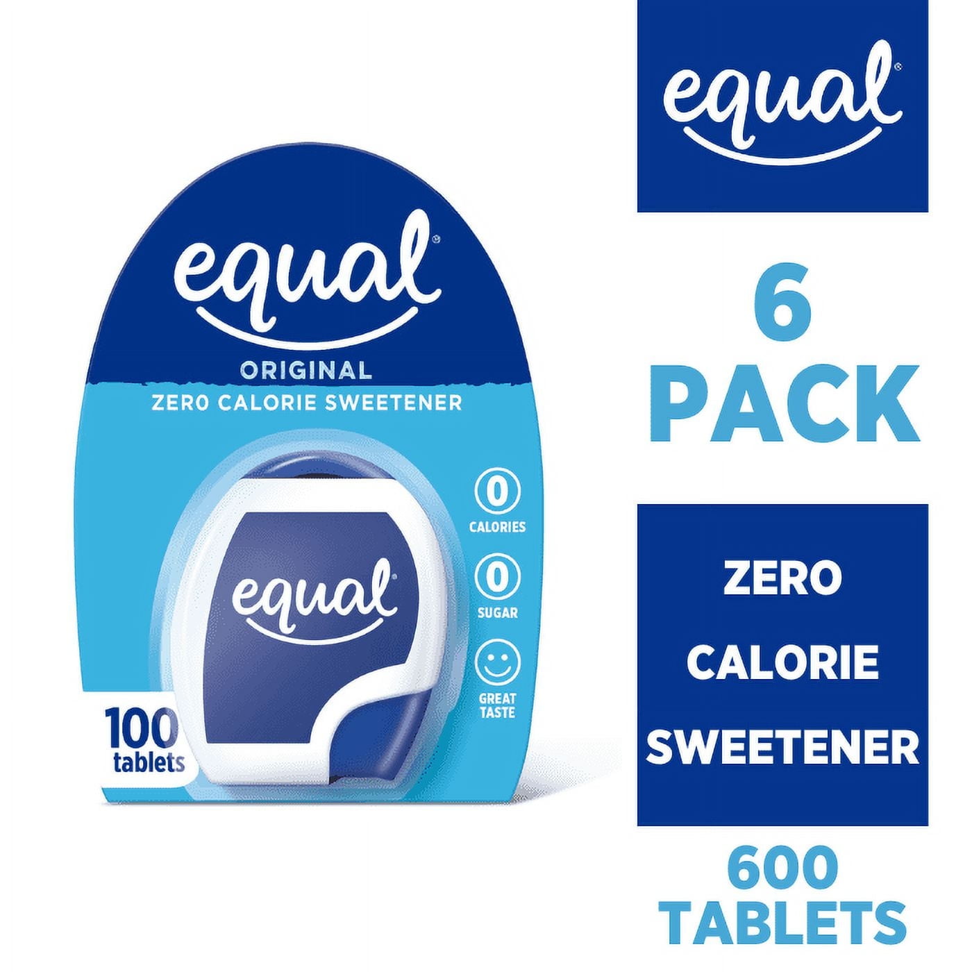 EQUAL Zero Calorie Sweetener Tablets, Sugar Substitute, 100-Count, Pack ...